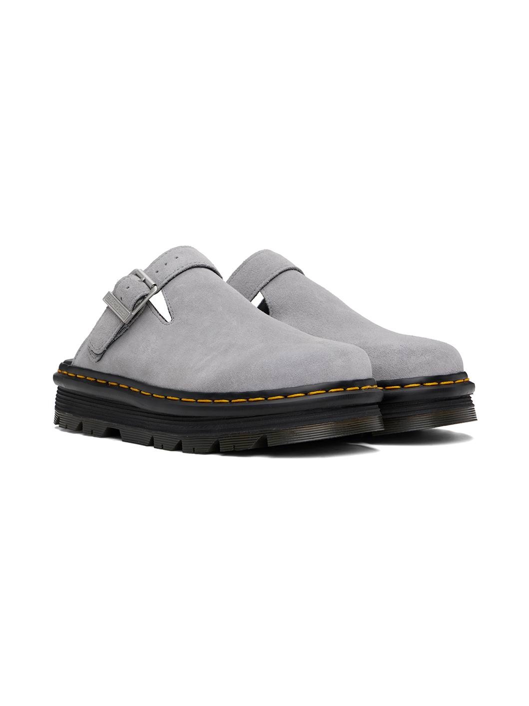 Dr. Martens Gray Zebzag Suede Slingback Platform Mules | REVERSIBLE