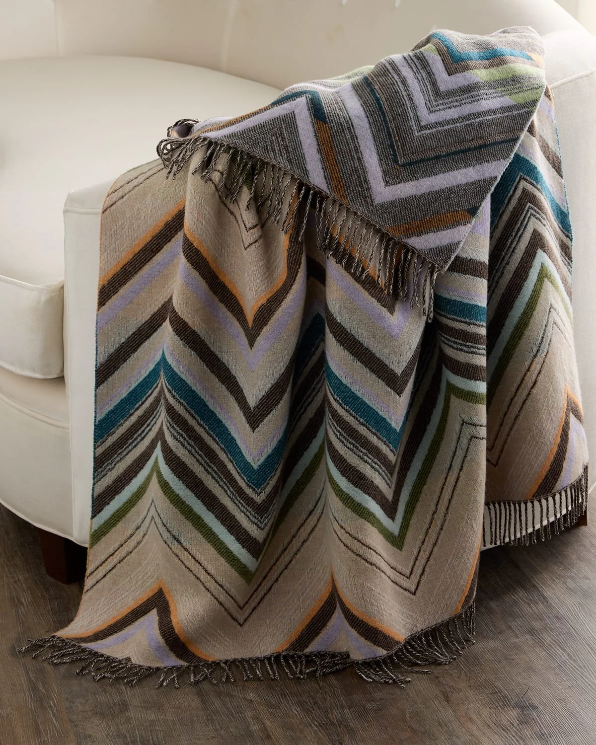 Missoni Chevron Wool-Blend Throw, 98" x 100" | REVERSIBLE