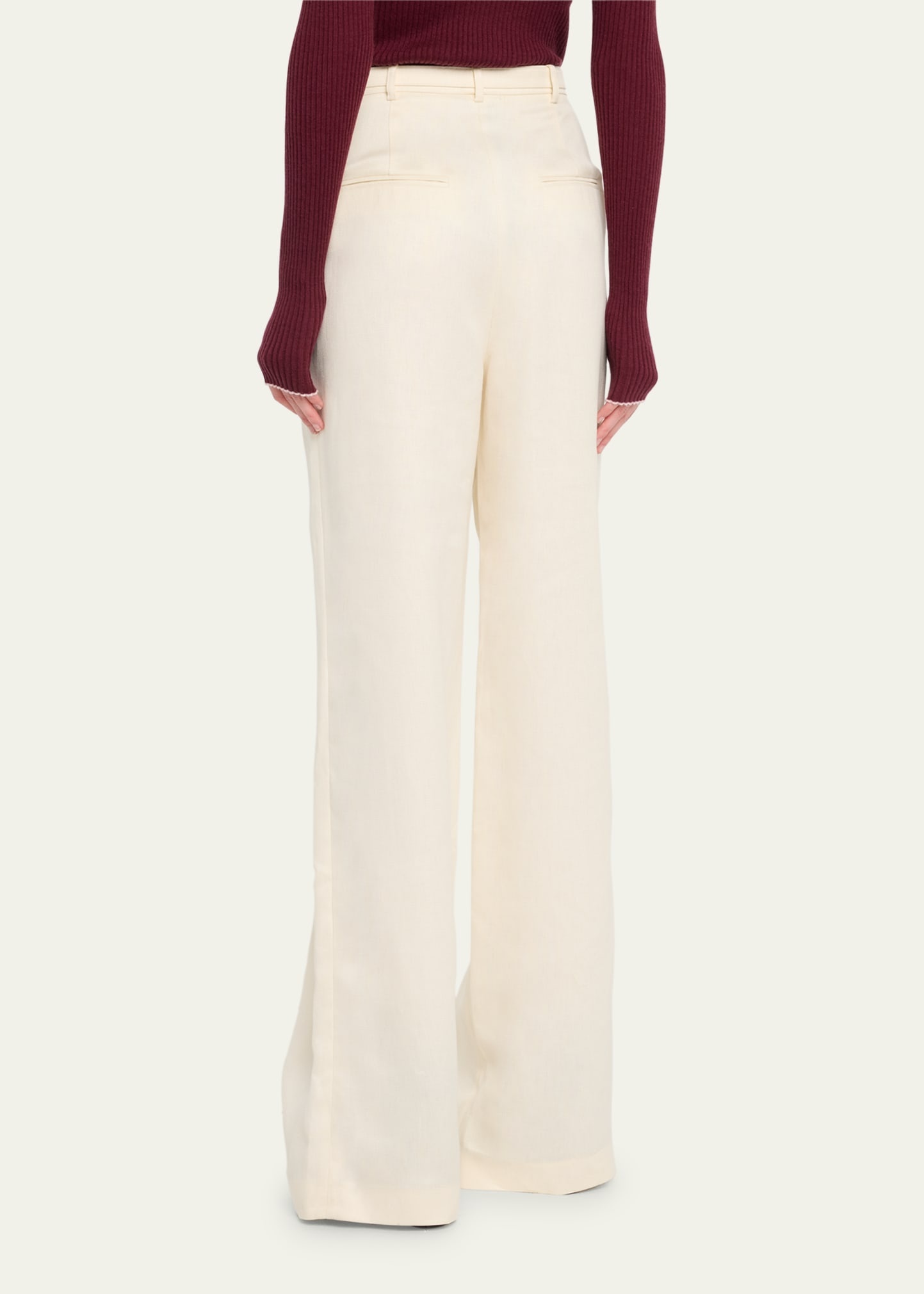 GABRIELA HEARST Vargas Belted Linen Wide-Leg Trousers | REVERSIBLE