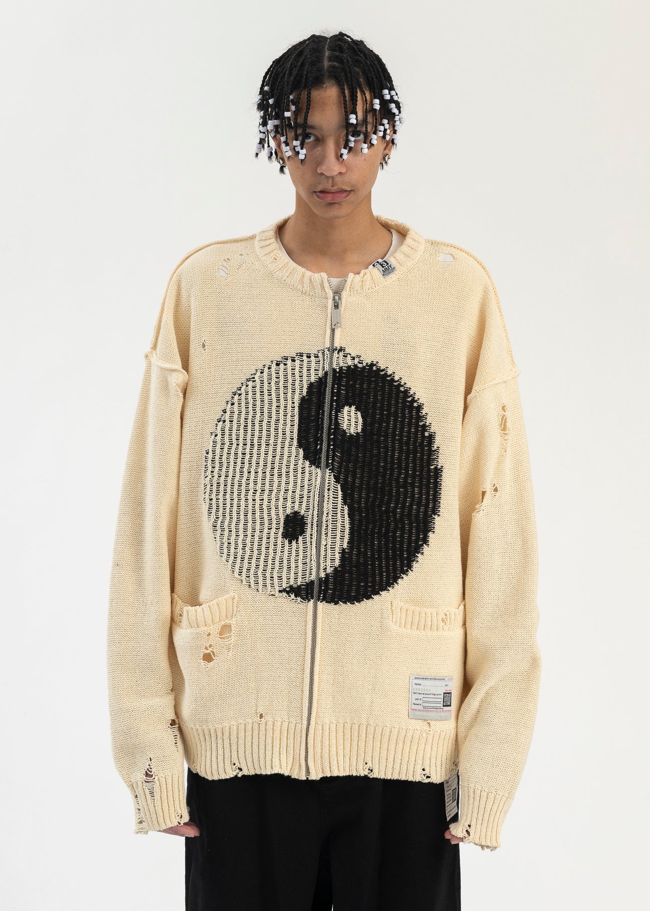 Maison MIHARAYASUHIRO WHITE INSIDE OUT KNIT CARDIGAN | 017shop | REVERSIBLE