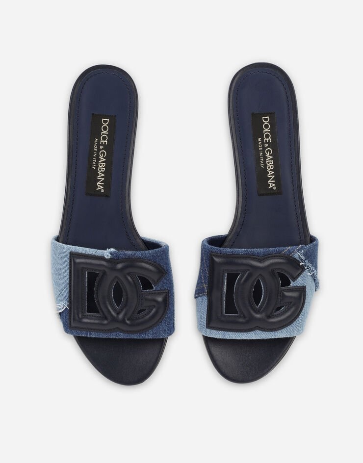 Dolce & Gabbana Patchwork denim sliders with DG logo | REVERSIBLE