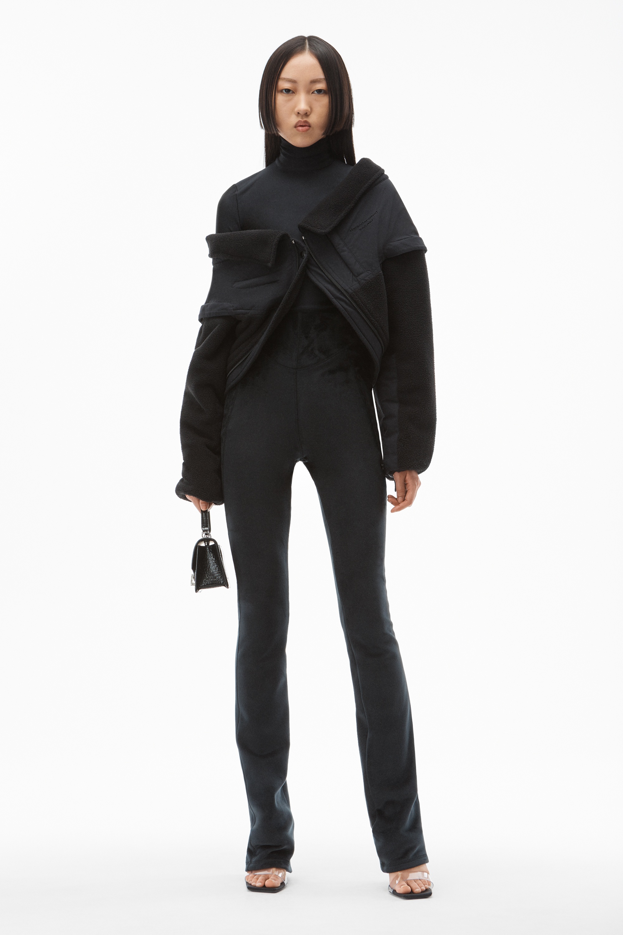 Alexander Wang SHRUG JACKET IN TEDDY FLEECE AND NYLON | REVERSIBLE