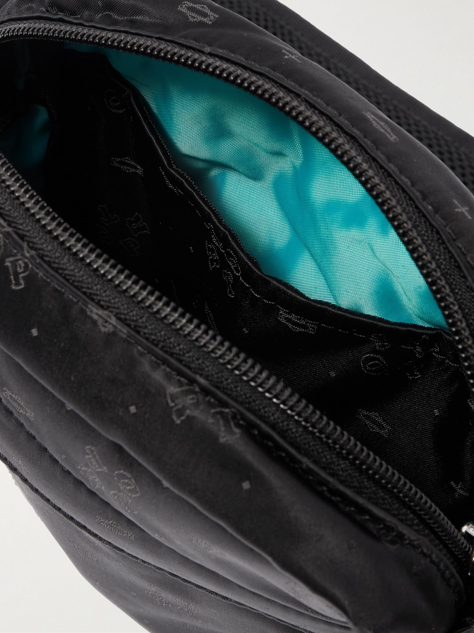 PORTER POTR Logo-Appliquéd Nylon-Jacquard Messenger Bag Black | REVERSIBLE