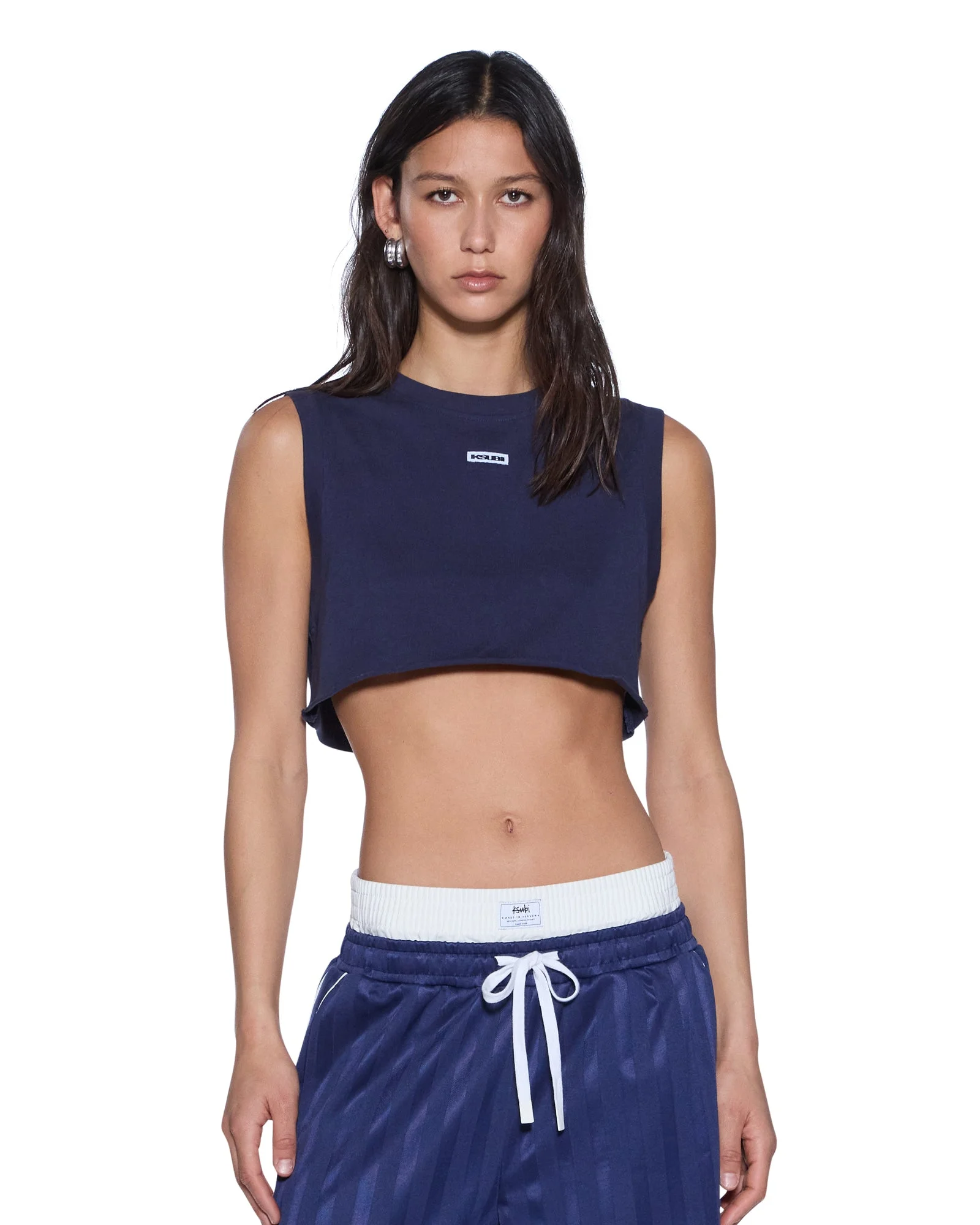 Ksubi LABELS CROP TANK NAVY | REVERSIBLE
