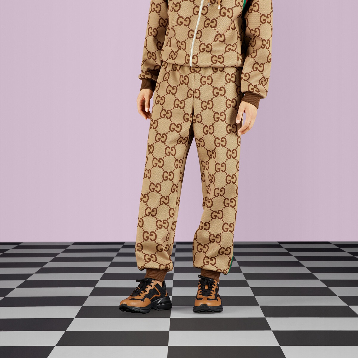 GUCCI Jumbo GG jogging pant with Web | REVERSIBLE GUCCI Jumbo GG jogging pant with Web | REVERSIBLE