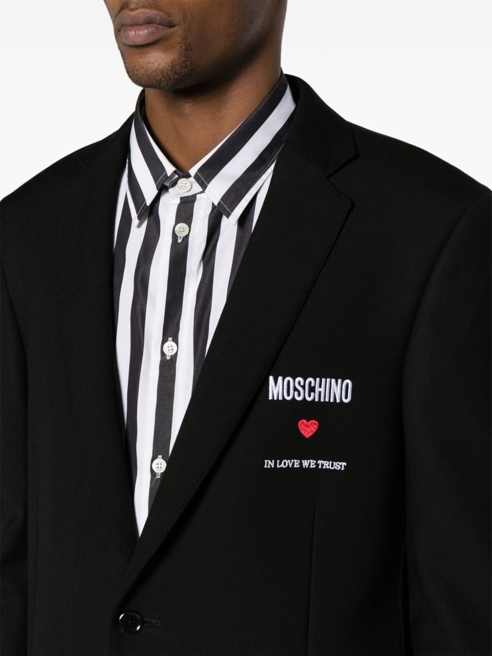 Moschino slogan-embroidered single-breasted blazer | REVERSIBLE