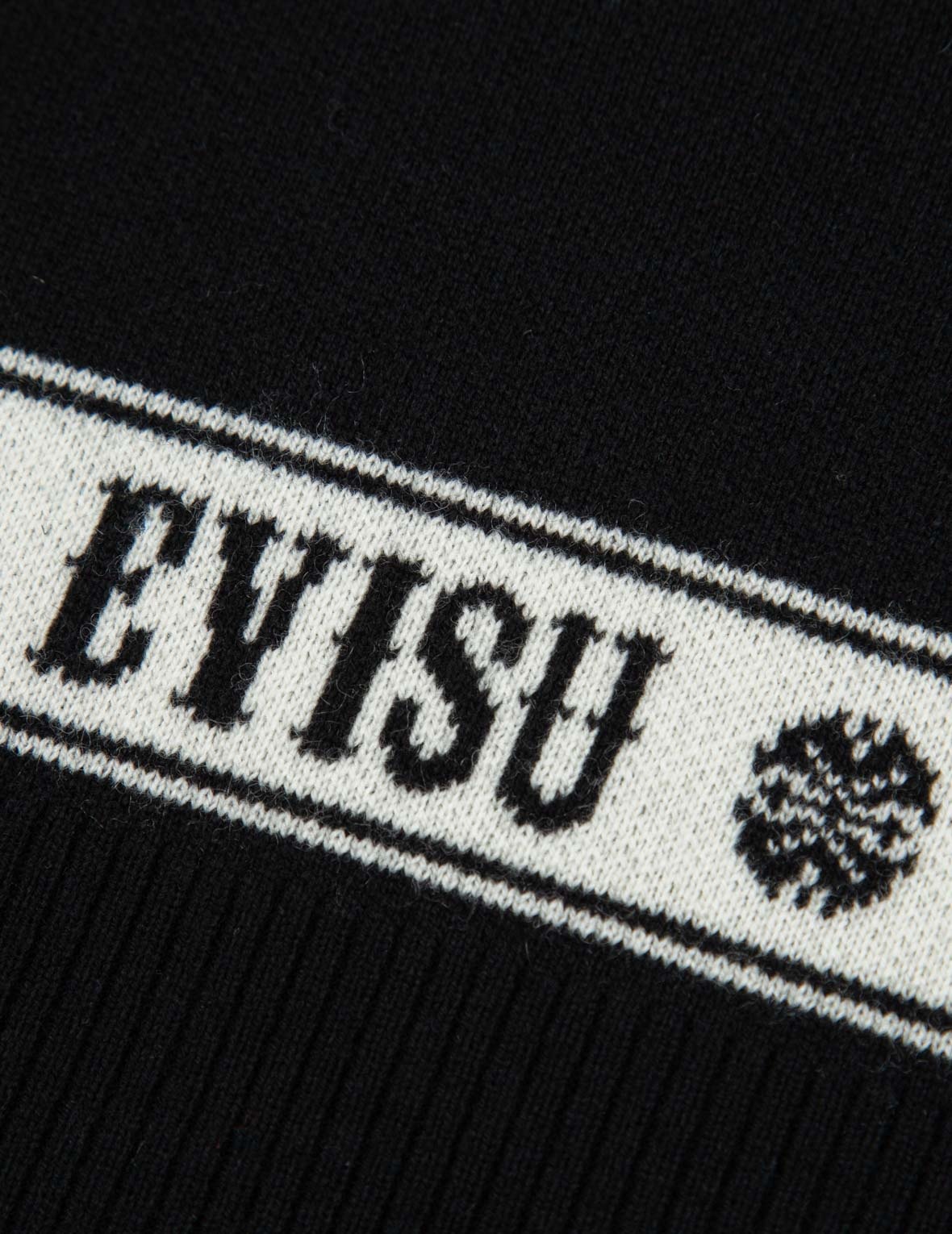 EVISU LOGO AND KAMON JACQUARD KNITTED SWEATER | REVERSIBLE