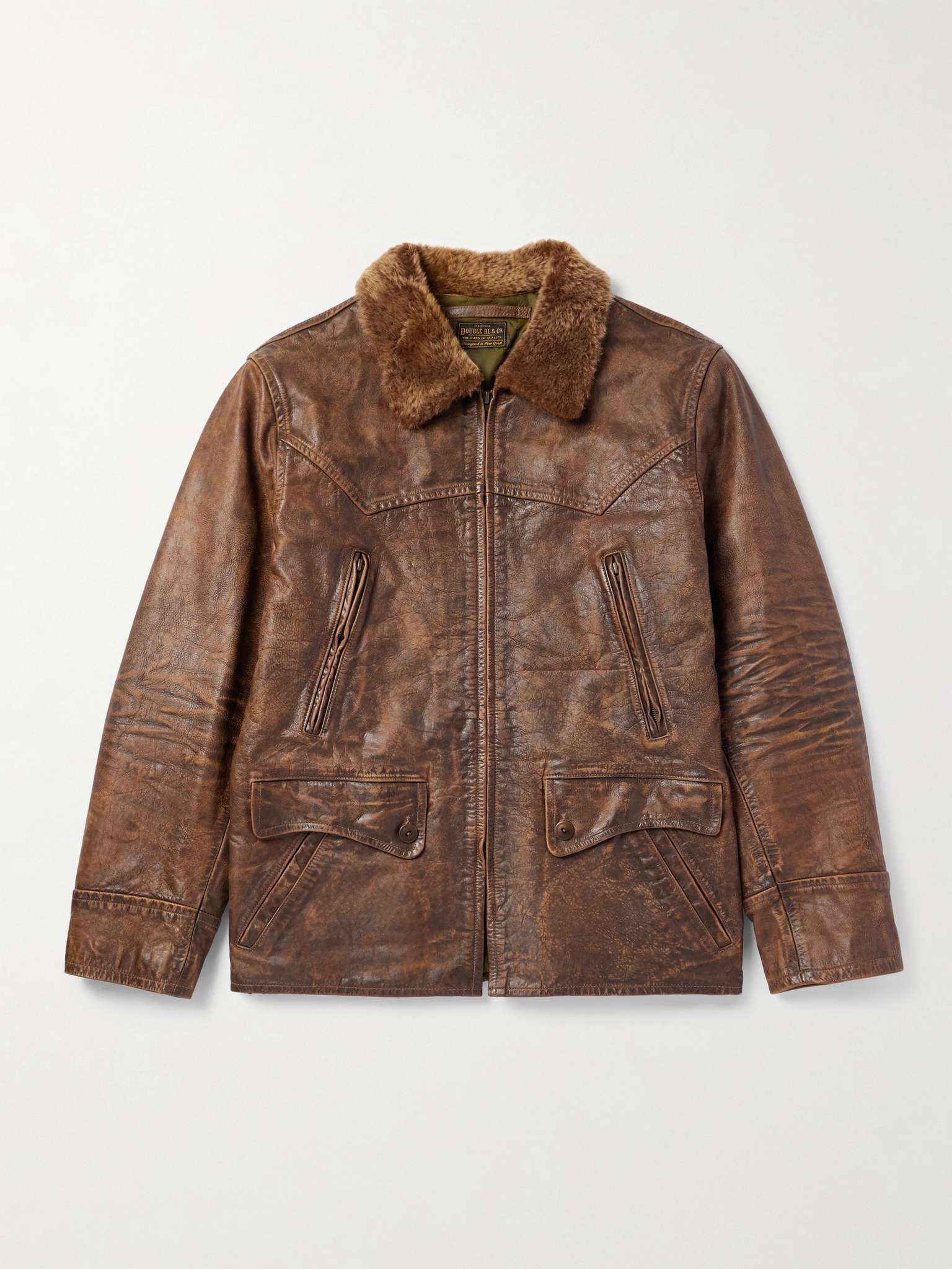 RRL by Ralph Lauren Thurston Shearling-Trimmed Distressed Leather ...