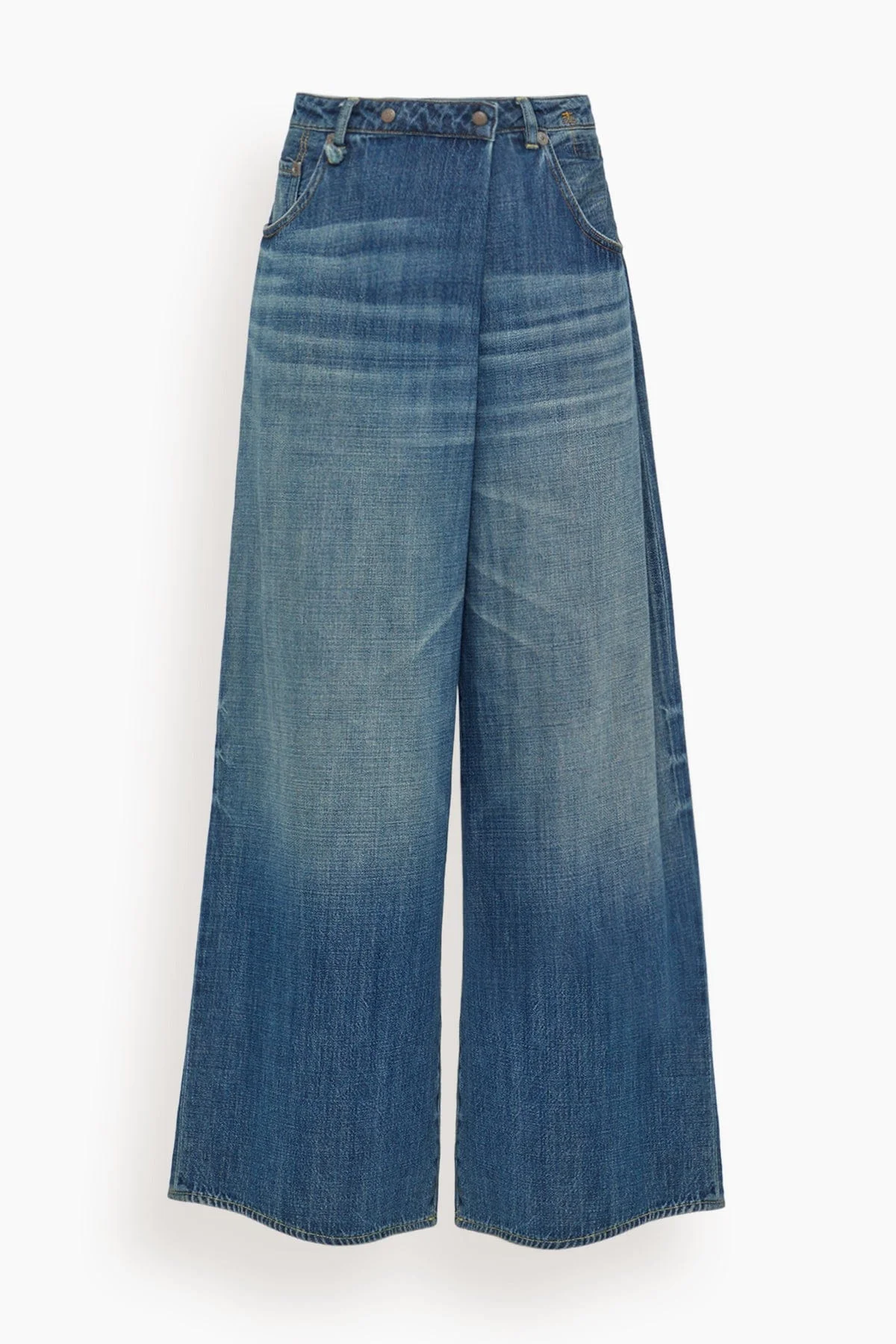 R13 Nico Wrap Jean in Raine Blue | REVERSIBLE