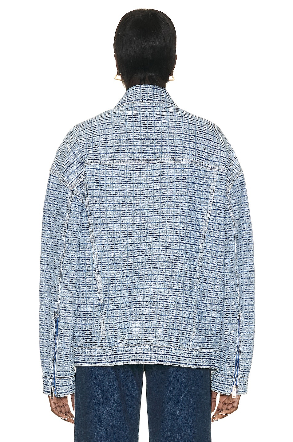 Givenchy Oversized Fit 4g Rivet Zip Denim Jacket | REVERSIBLE