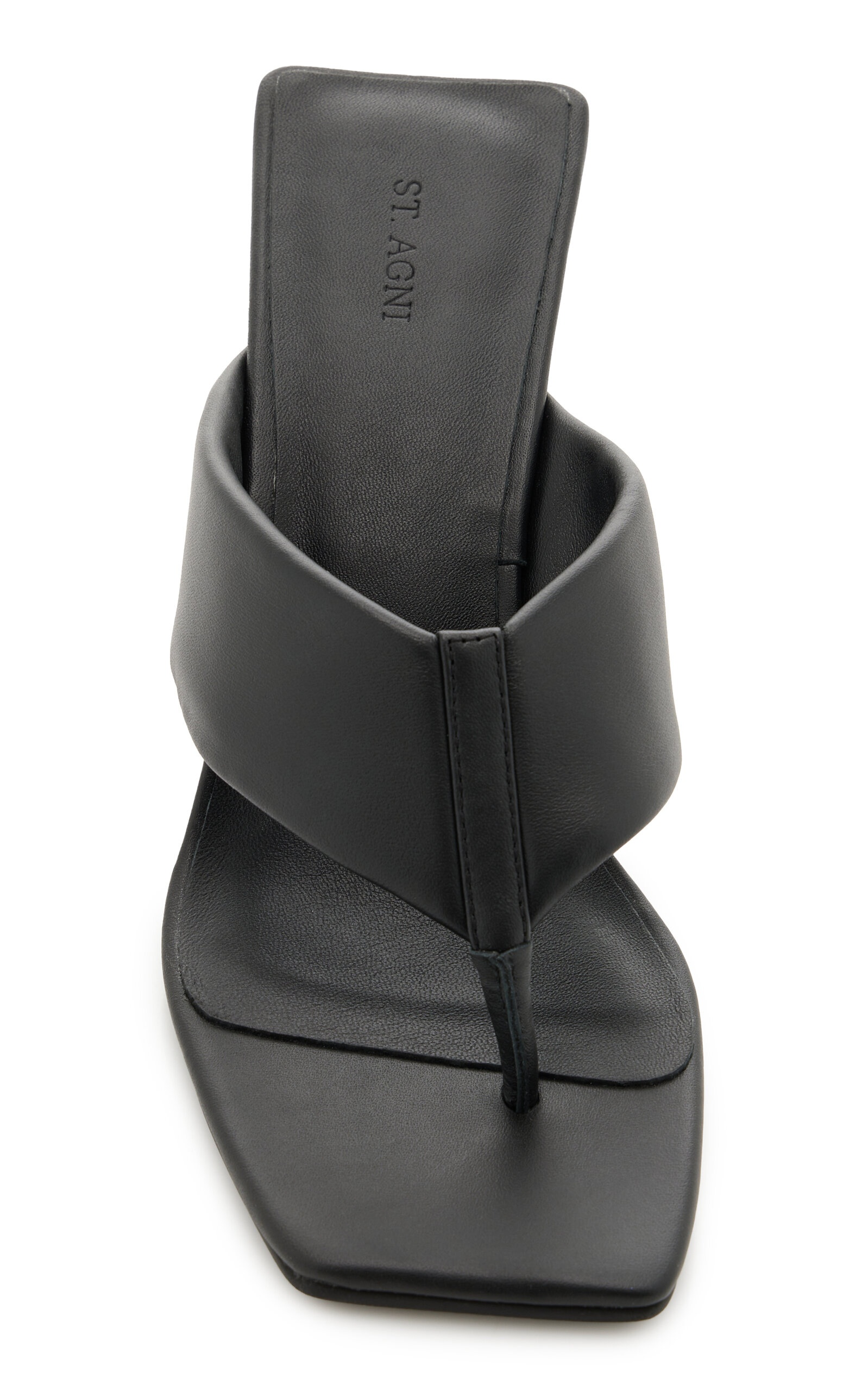ST. AGNI Thong Leather Sandals black | REVERSIBLE