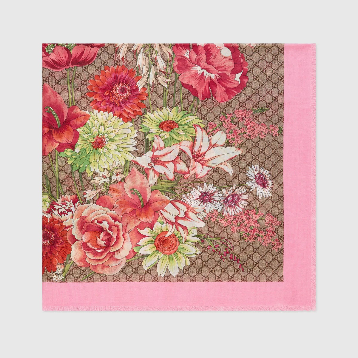 GUCCI Spring bouquet modal silk shawl | REVERSIBLE