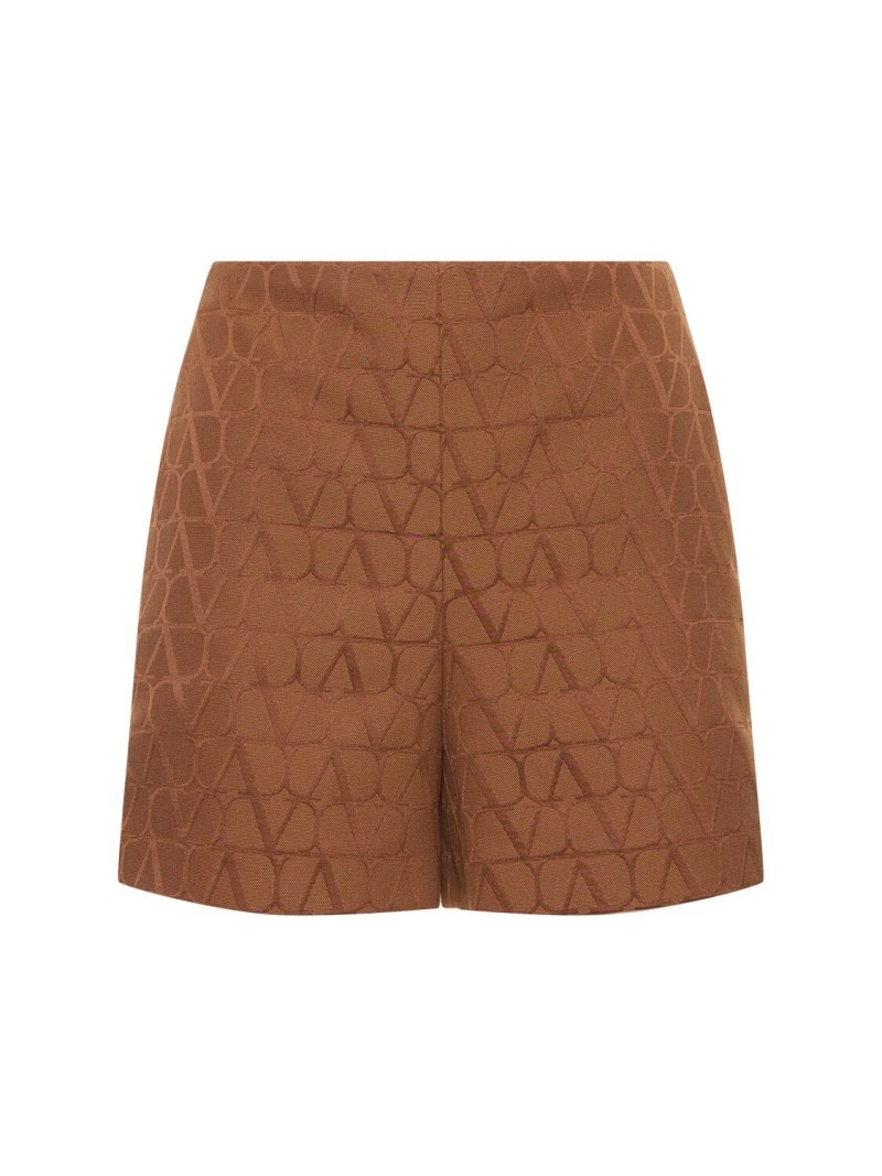 Valentino Logo Cotton Blend Jacquard Shorts Reversible