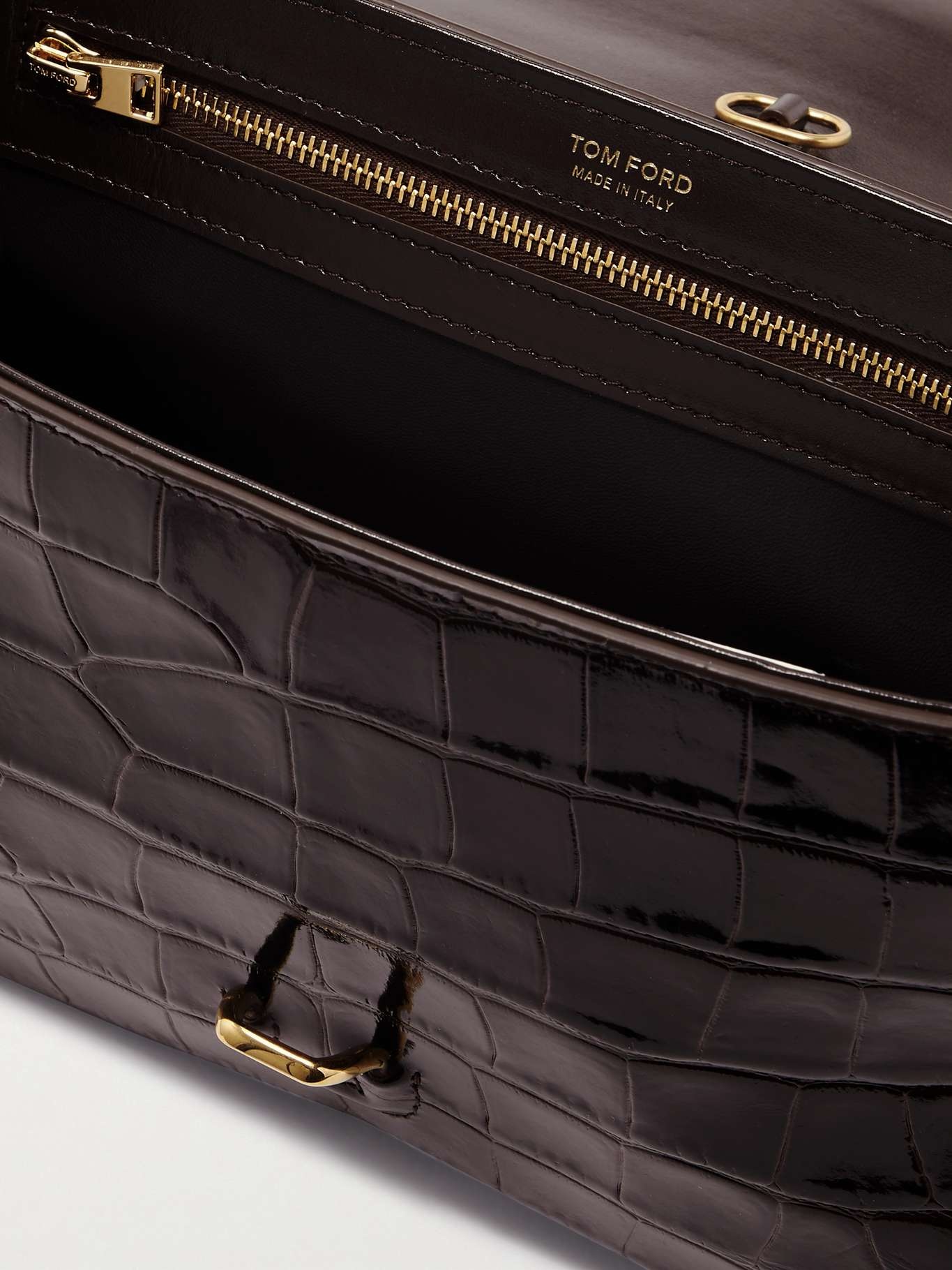 TOM FORD Monarch medium glossed croc-effect leather shoulder bag ...