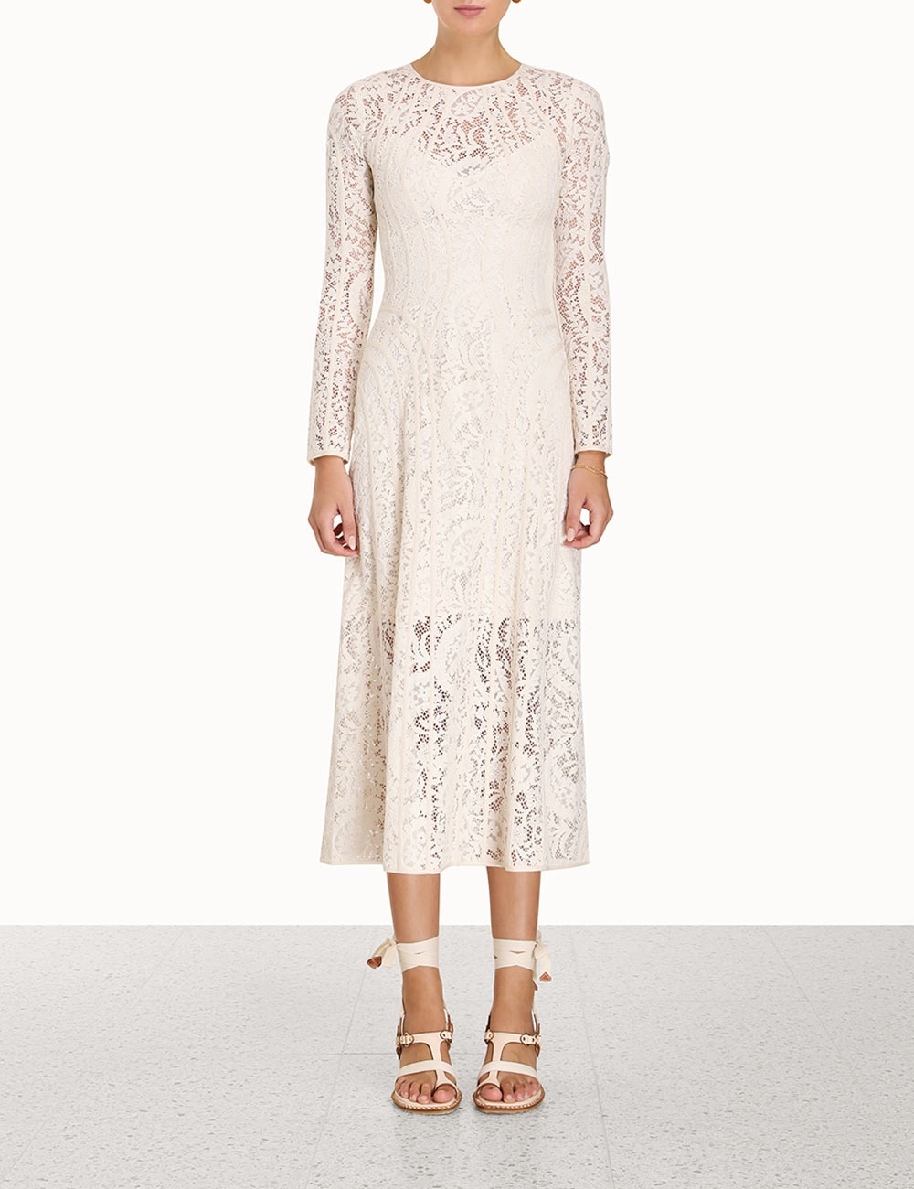 Zimmermann DEVI PANELLED LACE MIDI DRESS | REVERSIBLE
