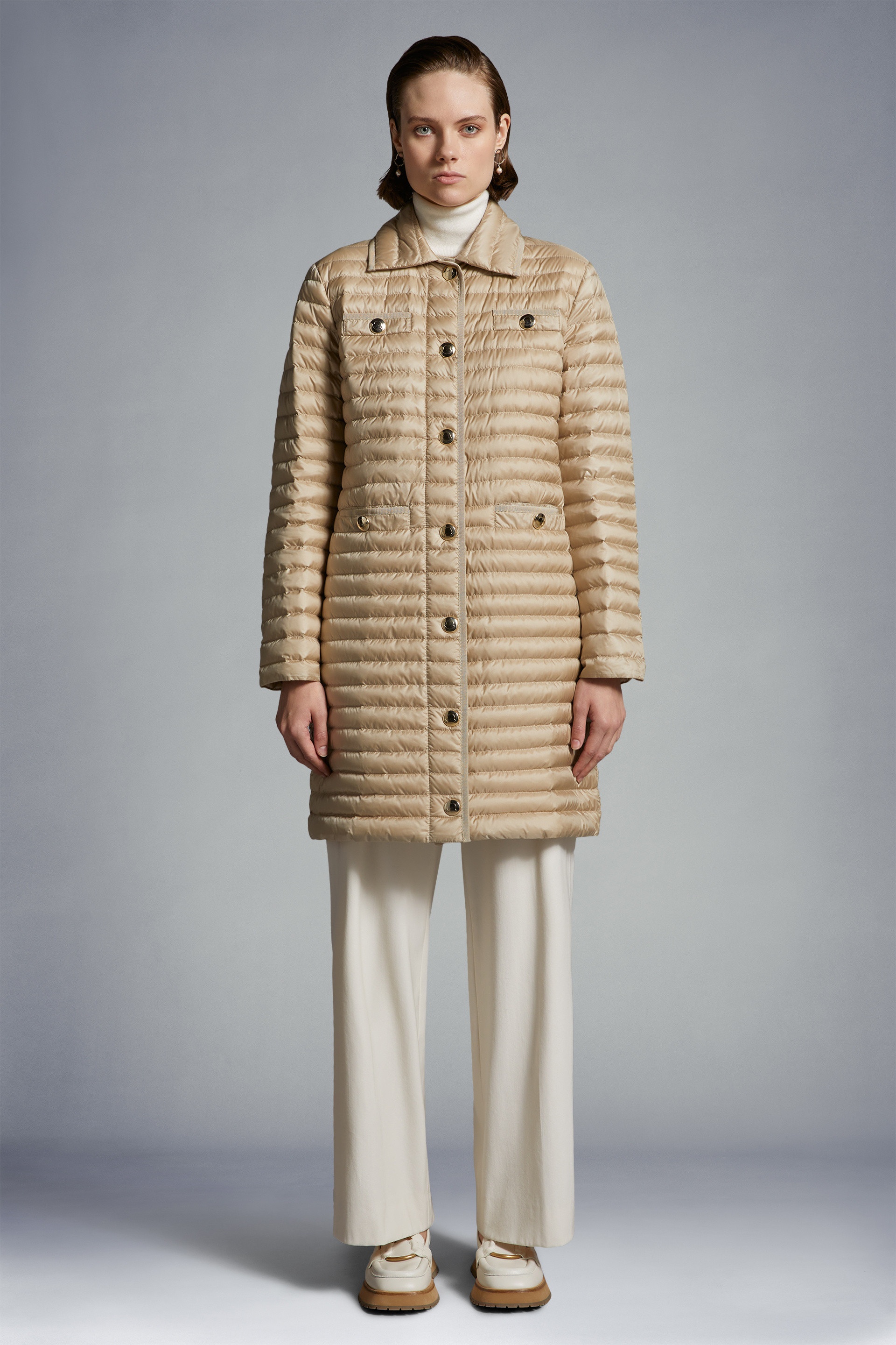 Moncler Calipso Long Down Jacket | REVERSIBLE