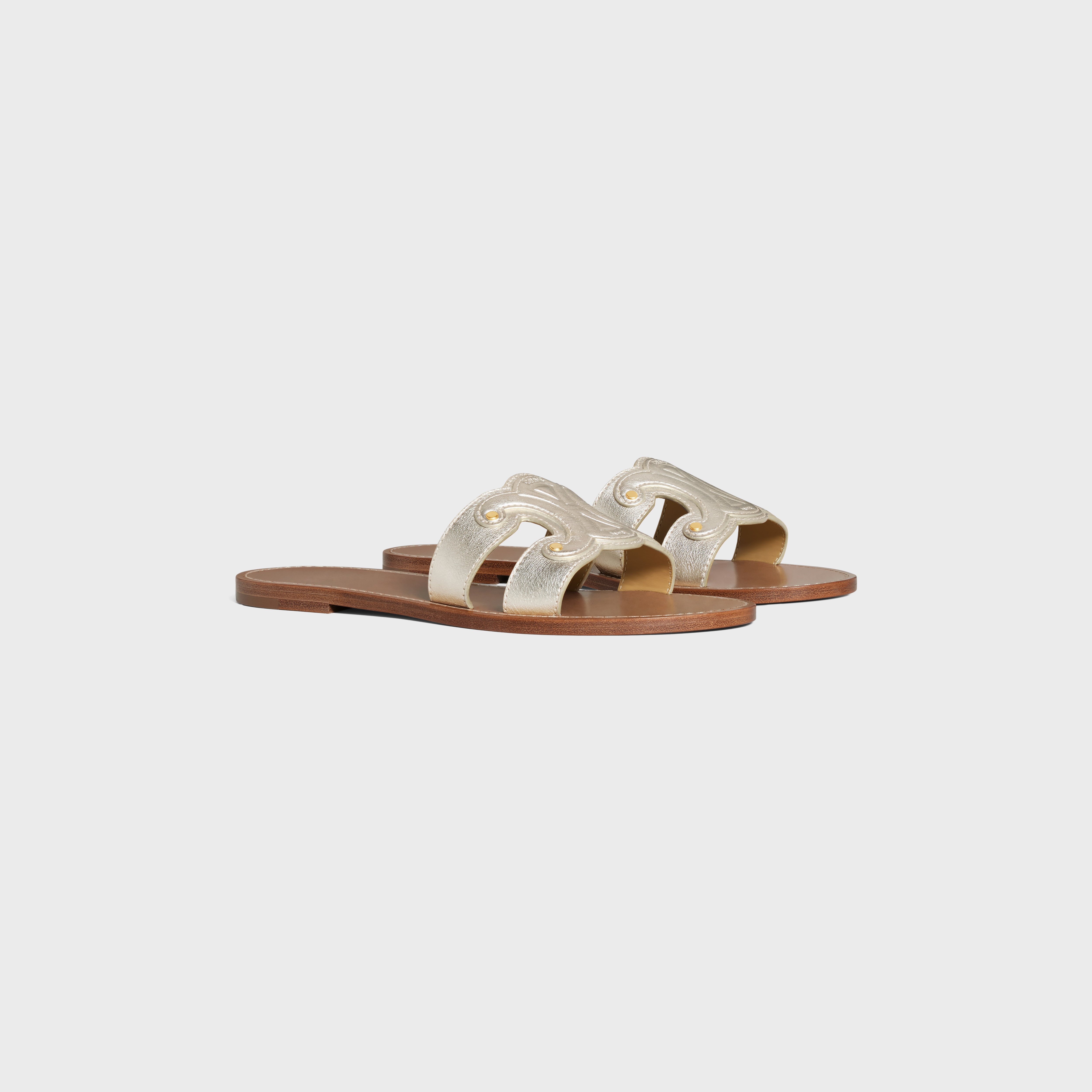 CELINE CELINE TRIOMPHE MULE in Metalized Calfskin | REVERSIBLE