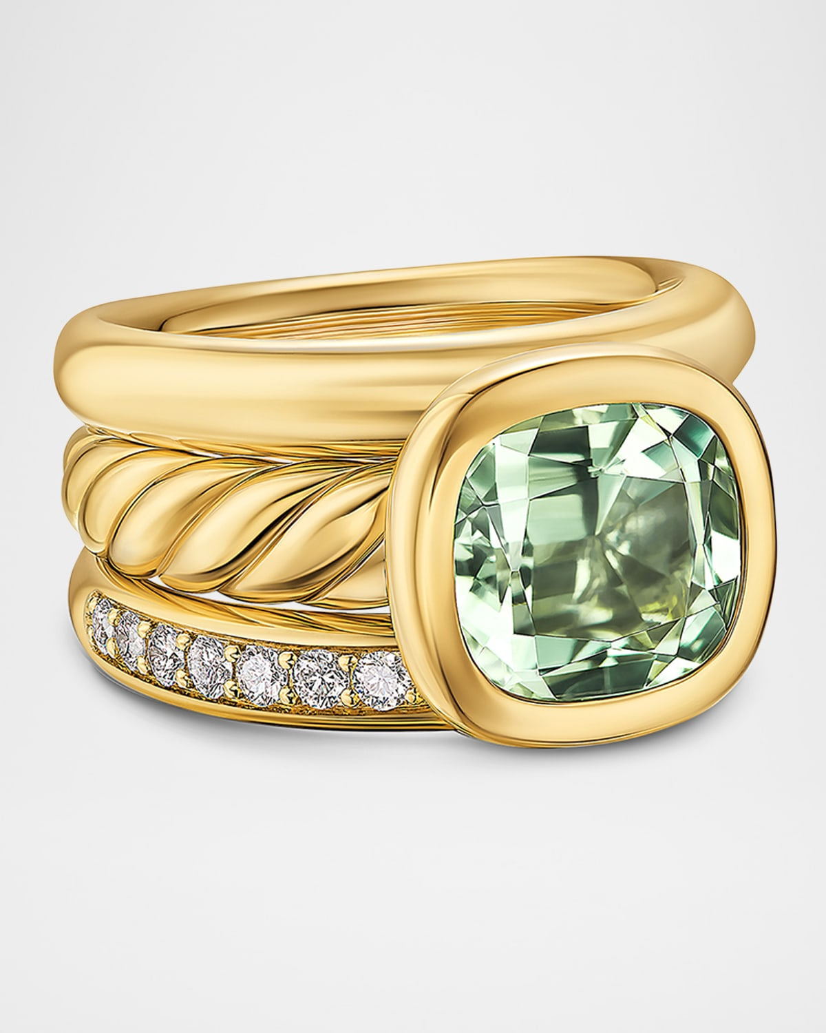 DAVID YURMAN DY Mercer 3 Row Stone Ring with Diamonds in 18K Gold, 12mm ...