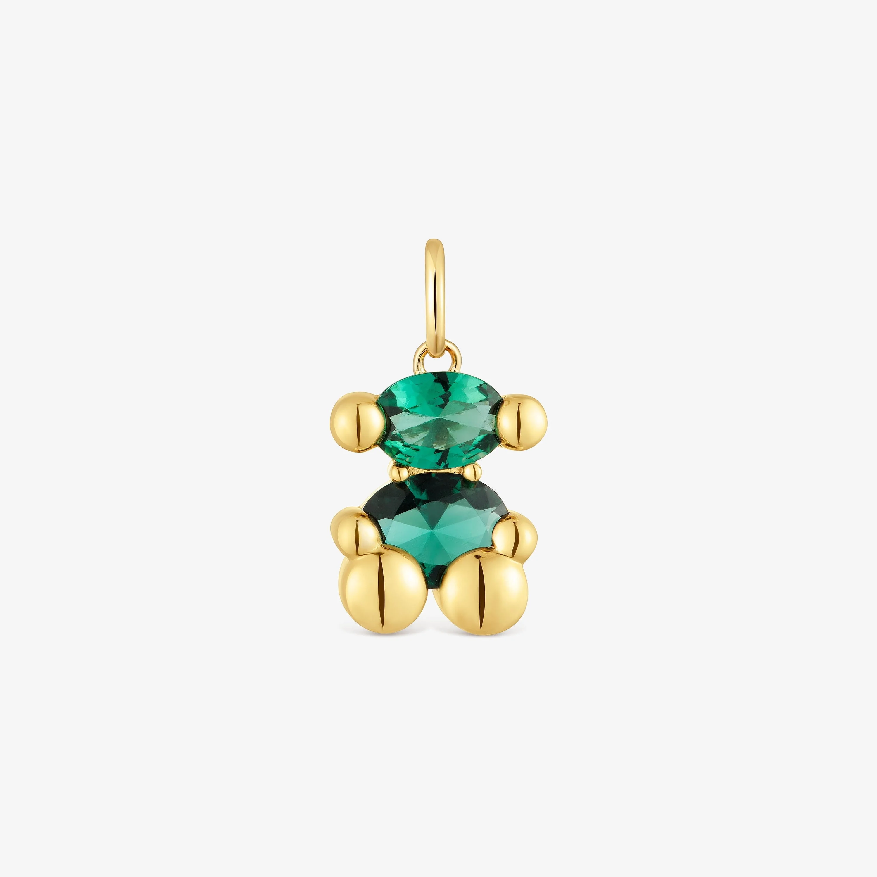 TOUS Small 18K gold vermeil bear motif Pendant with lab-grown green ...