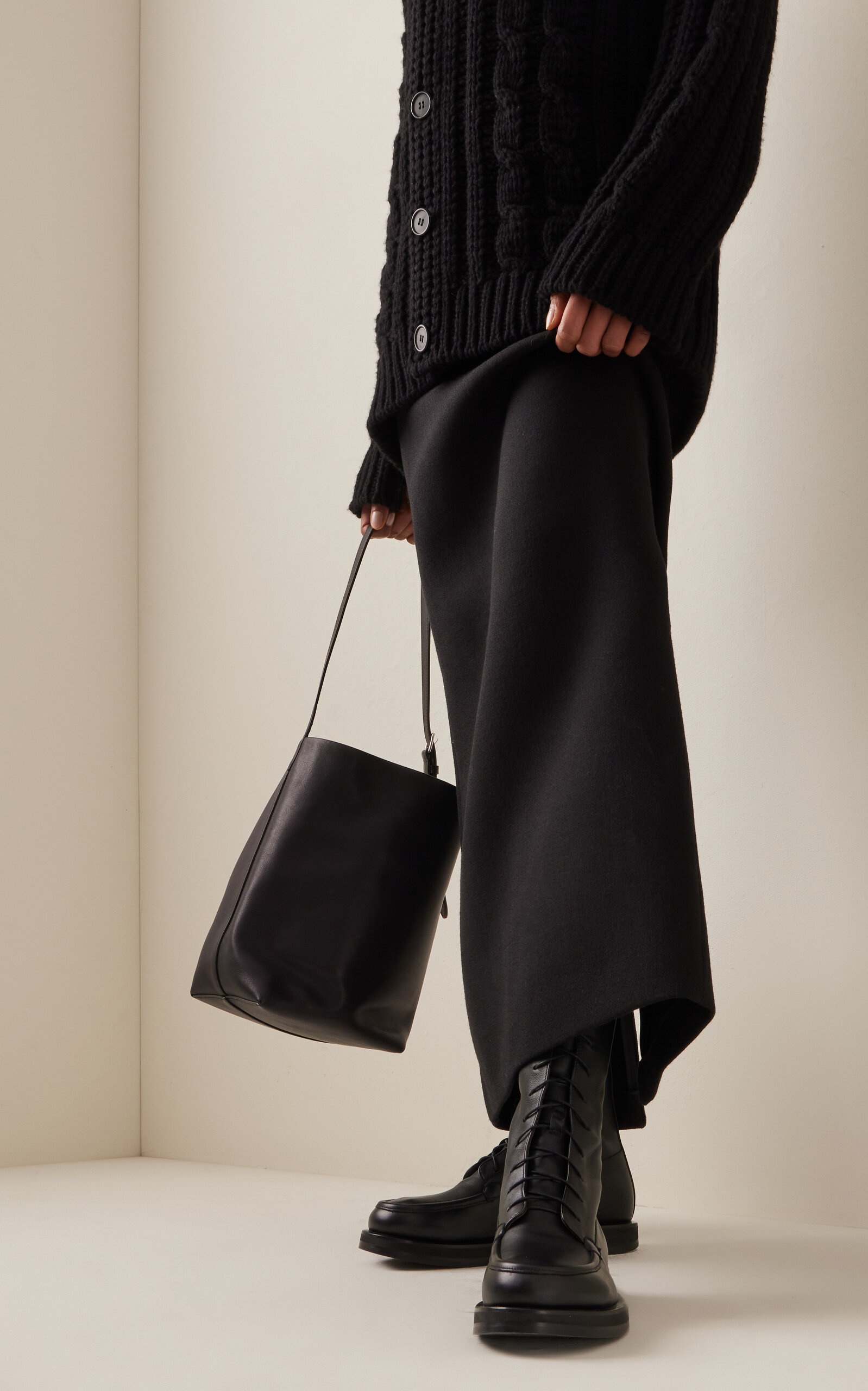 The Row Patty Leather Combat Boots black | modaoperandi | REVERSIBLE