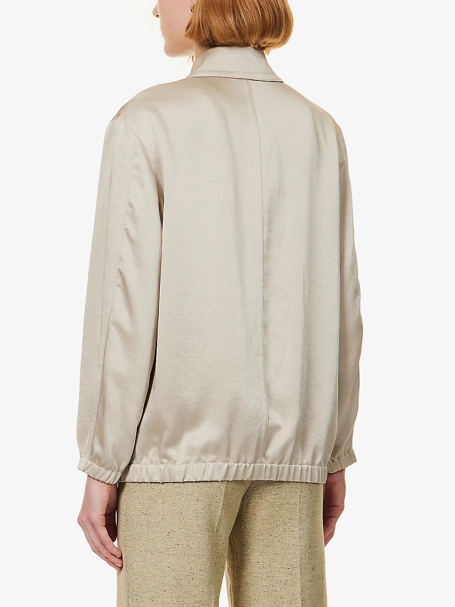 Vince Elasticated-hem regular-fit satin jacket | REVERSIBLE