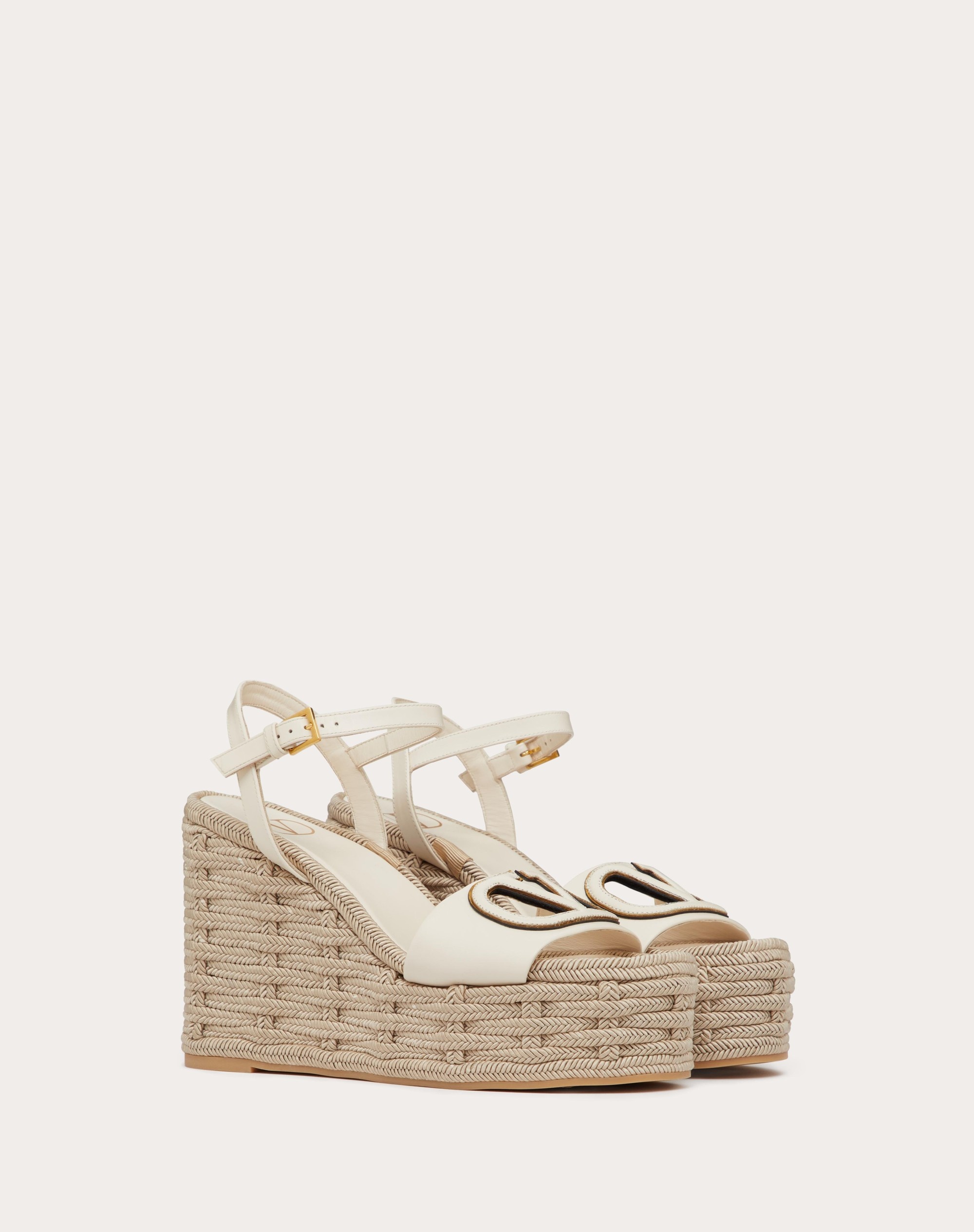 Valentino VLOGO CALFSKIN CUT-OUT WEDGE SANDAL 110MM | REVERSIBLE