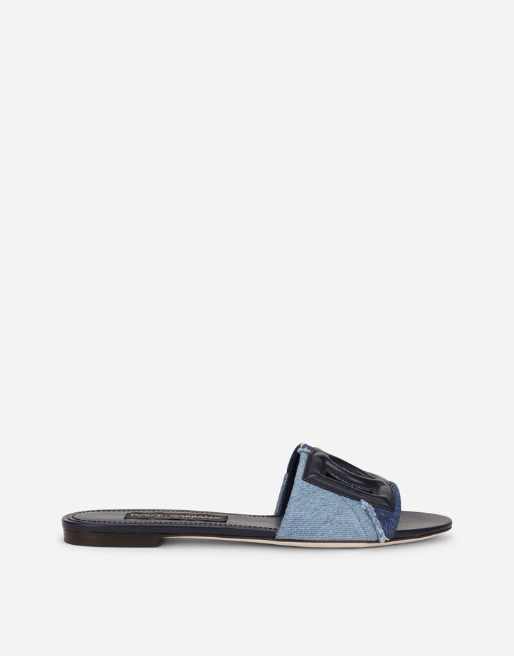 Dolce & Gabbana Patchwork denim sliders with DG logo | REVERSIBLE