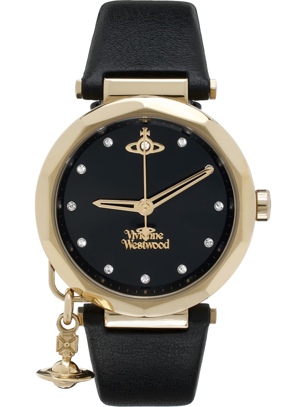 Vivienne Westwood Black & Gold Poplar Watch | REVERSIBLE