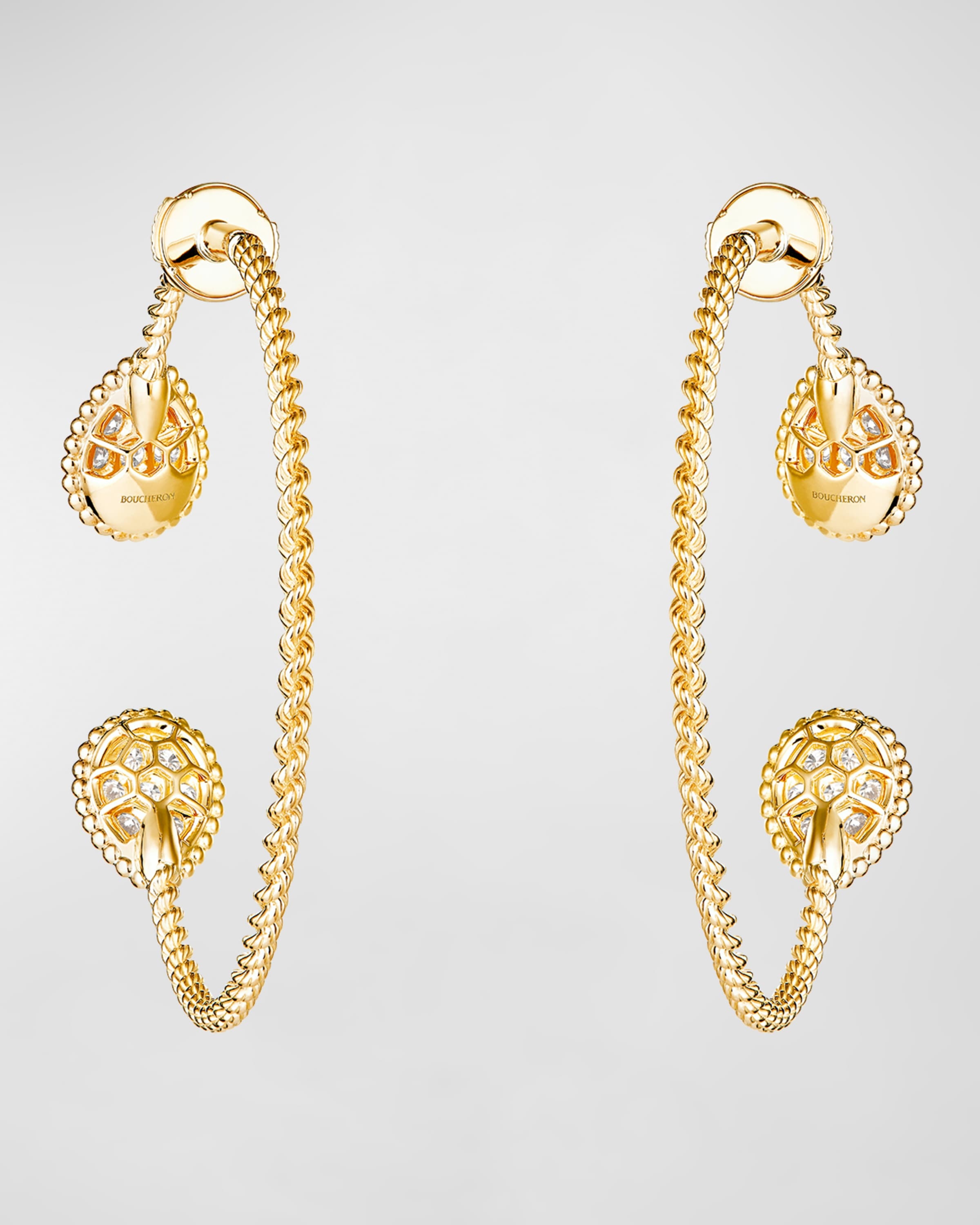 Boucheron Serpent Boheme Diamond Hoop Earrings in Yellow Gold | REVERSIBLE