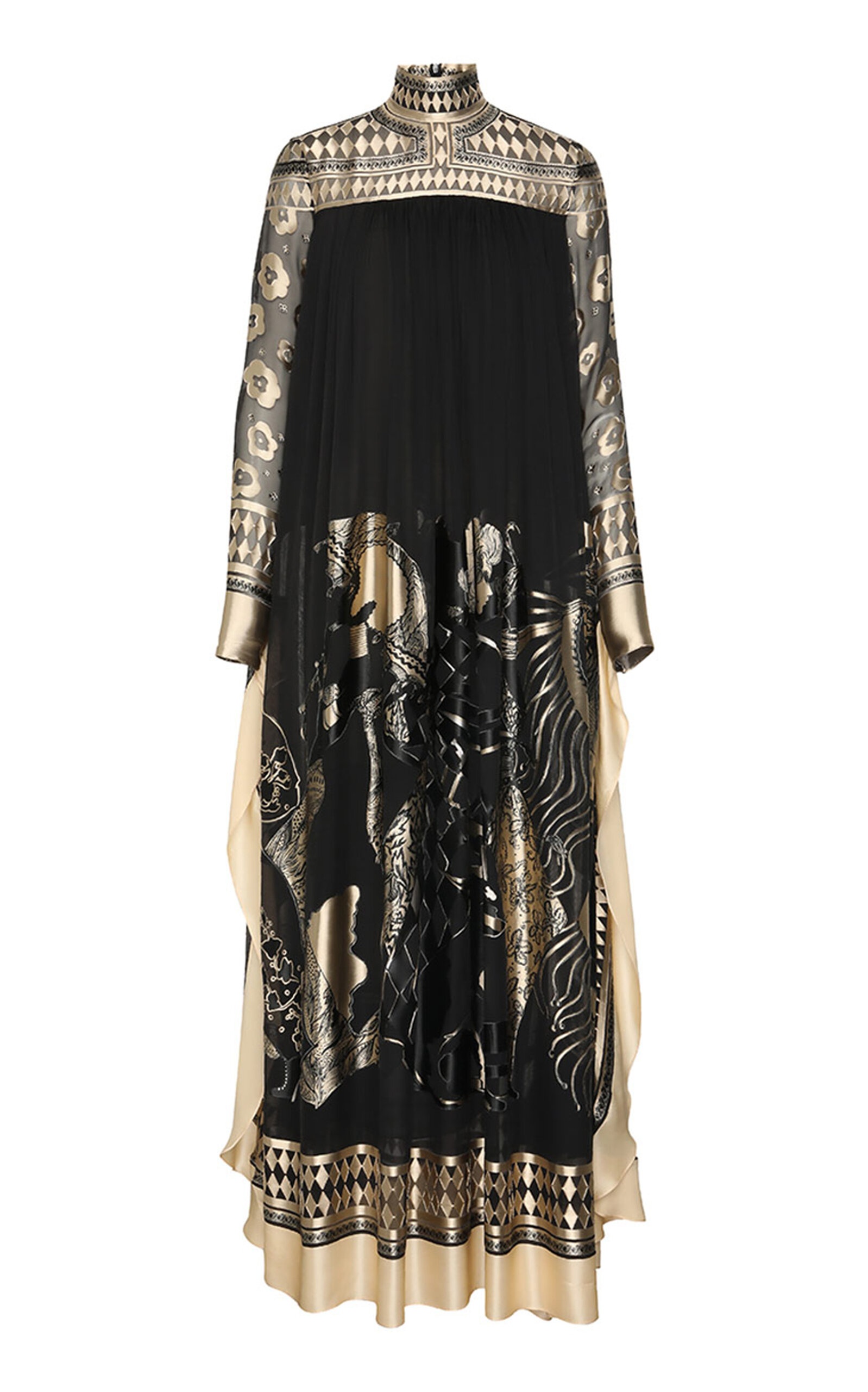 Zimmermann Illustration Otto Metallic Silk-Blend Jacquard Gown black ...