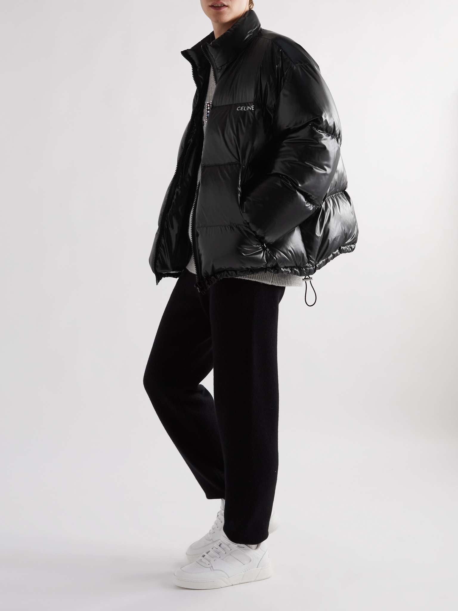 CELINE Logo Print Quilted Glossed Shell Down Jacket mrporter REVERSIBLE