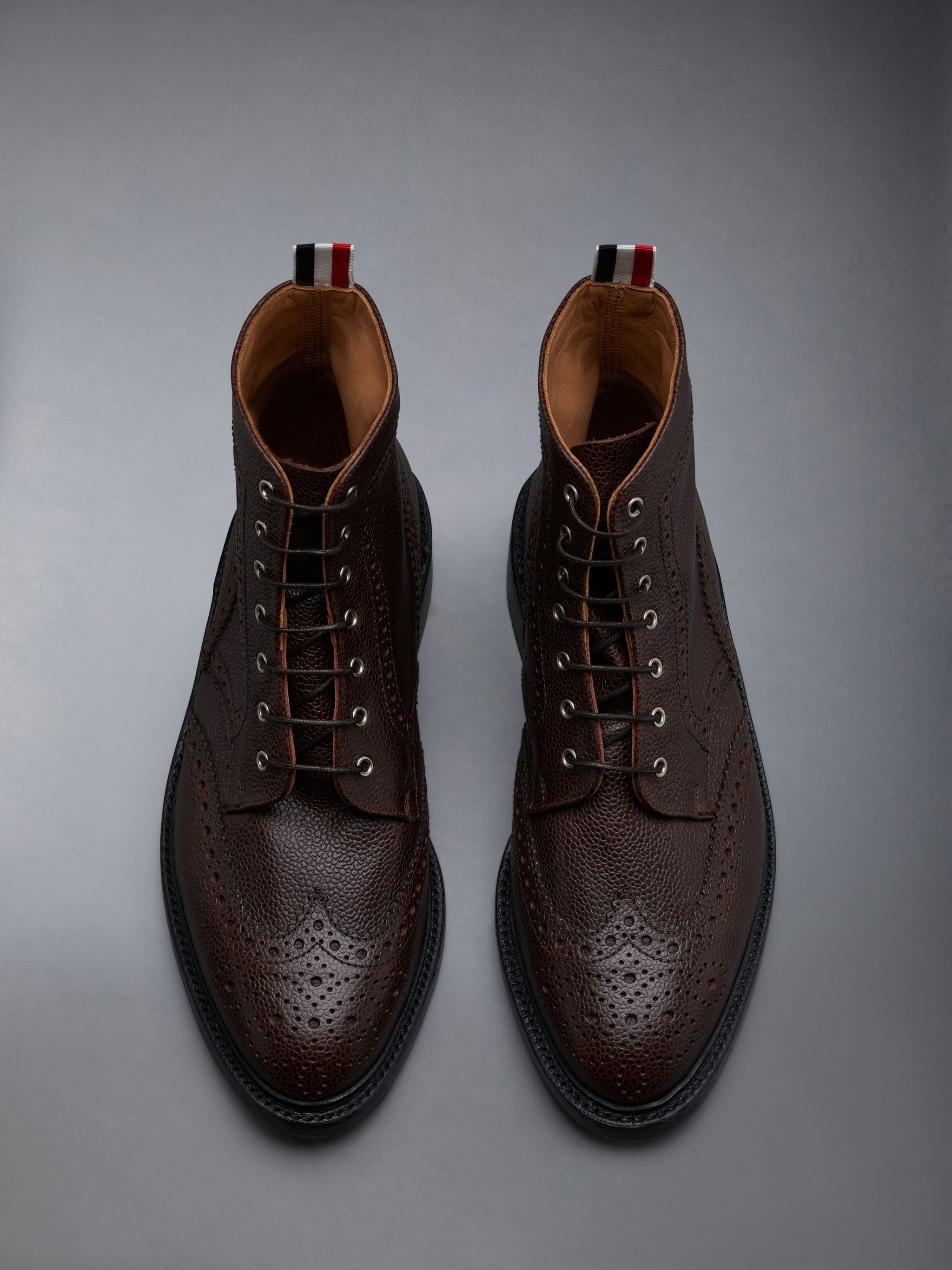 Thom Browne CLASSIC WINGTIP BOOT W/ LIGHTWEIGHT RUBBER SOLE IN BOX CALF ...