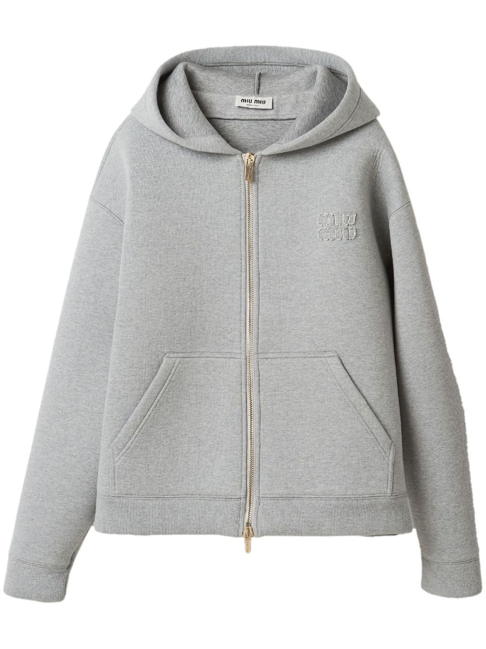 Miu Miu Padded Cotton Zip-Up Hoodie grey | modaoperandi Miu Miu Padded Cotton Zip-Up Hoodie grey | modaoperandi