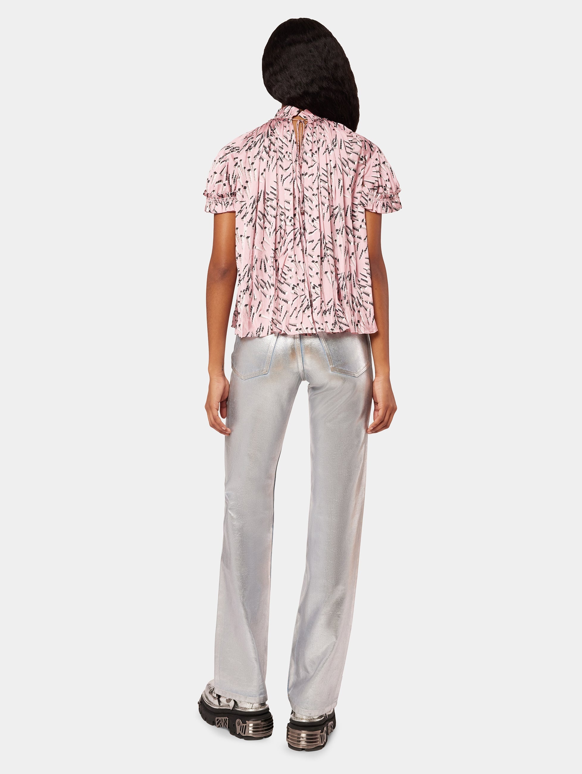 Paco Rabanne PLEATED PINK TOP WITH PATTERNS | REVERSIBLE