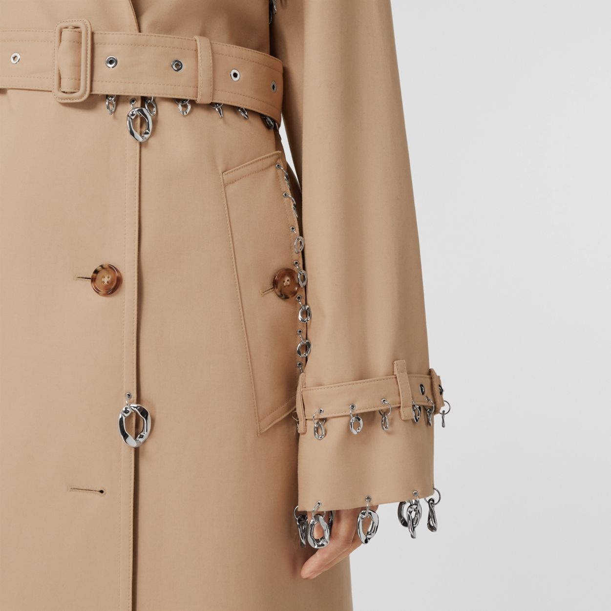 Burberry Chain-link Piercing Cotton Gabardine Trench Coat | REVERSIBLE