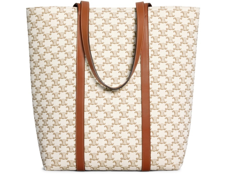 CELINE Museum bag in textile with triomphe canvas print and calfskin ...