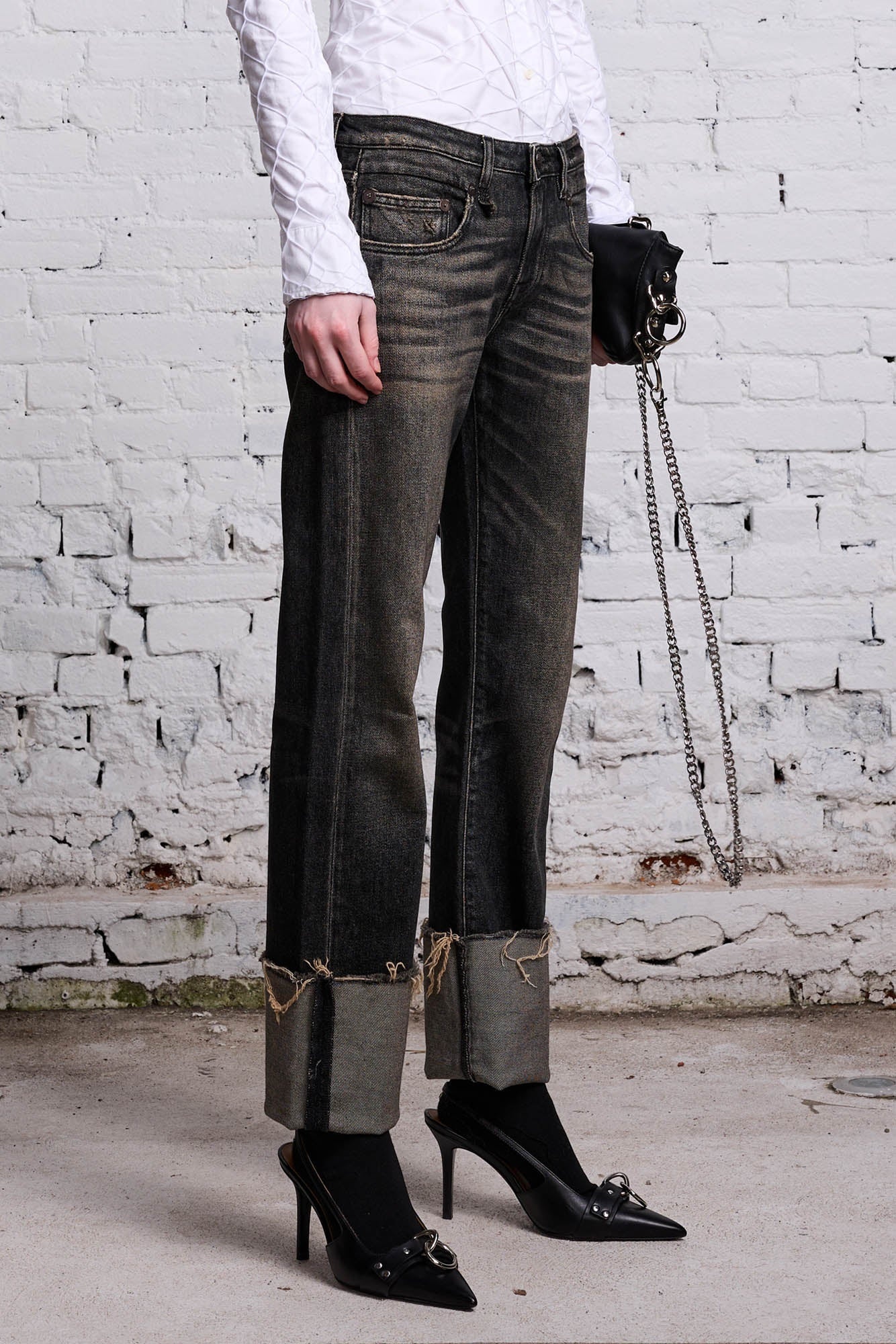 R13 TOBI BOY JEAN - ABBEY BLACK | REVERSIBLE