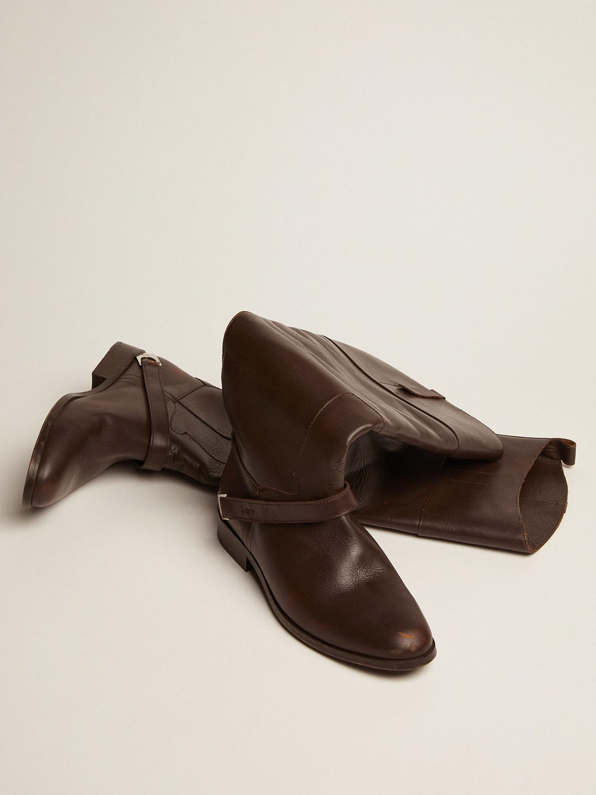 Golden Goose Women's Charlie boots in dark brown leather and clamp on ...