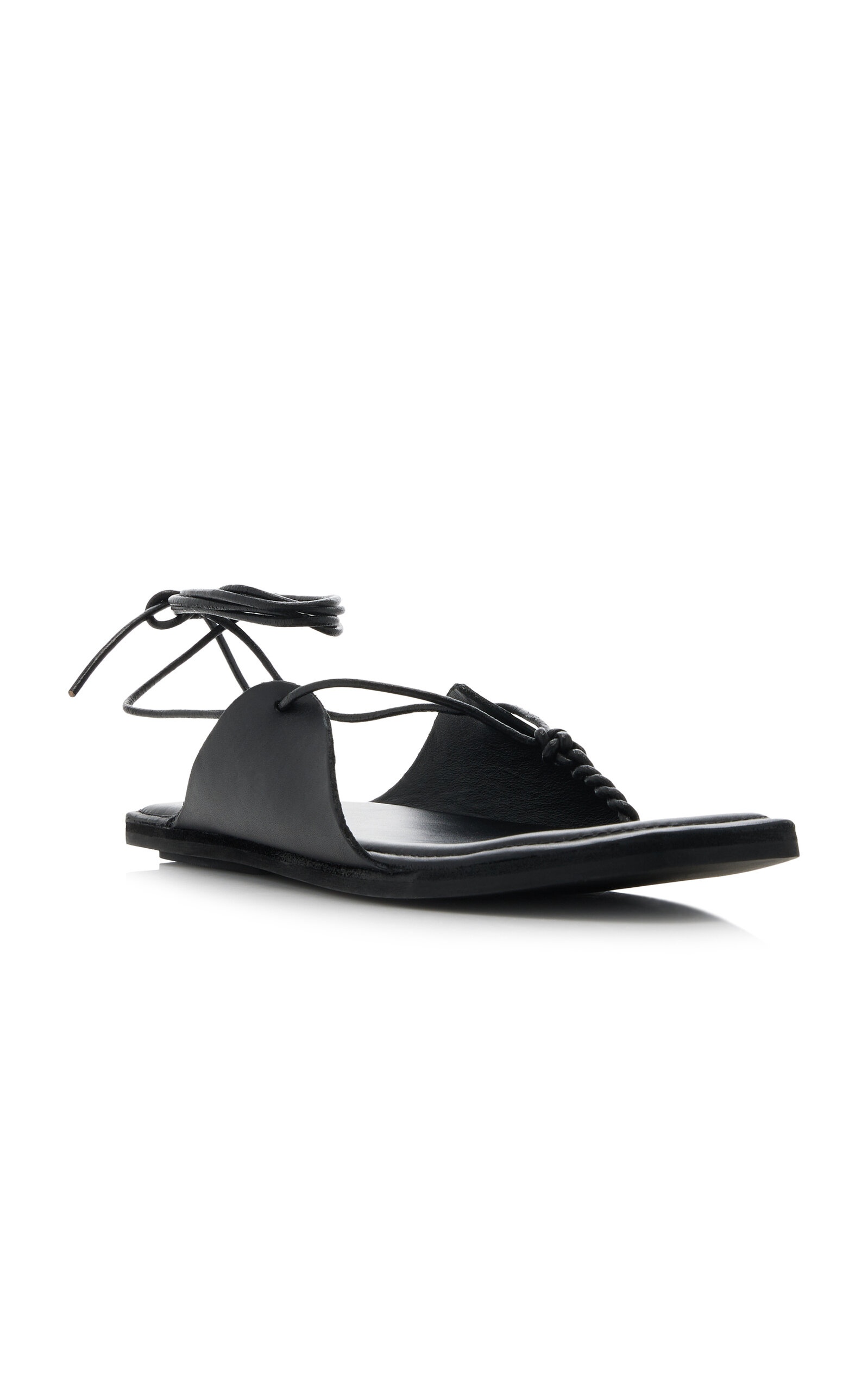 ST. AGNI Tied Leather Sandals black | REVERSIBLE