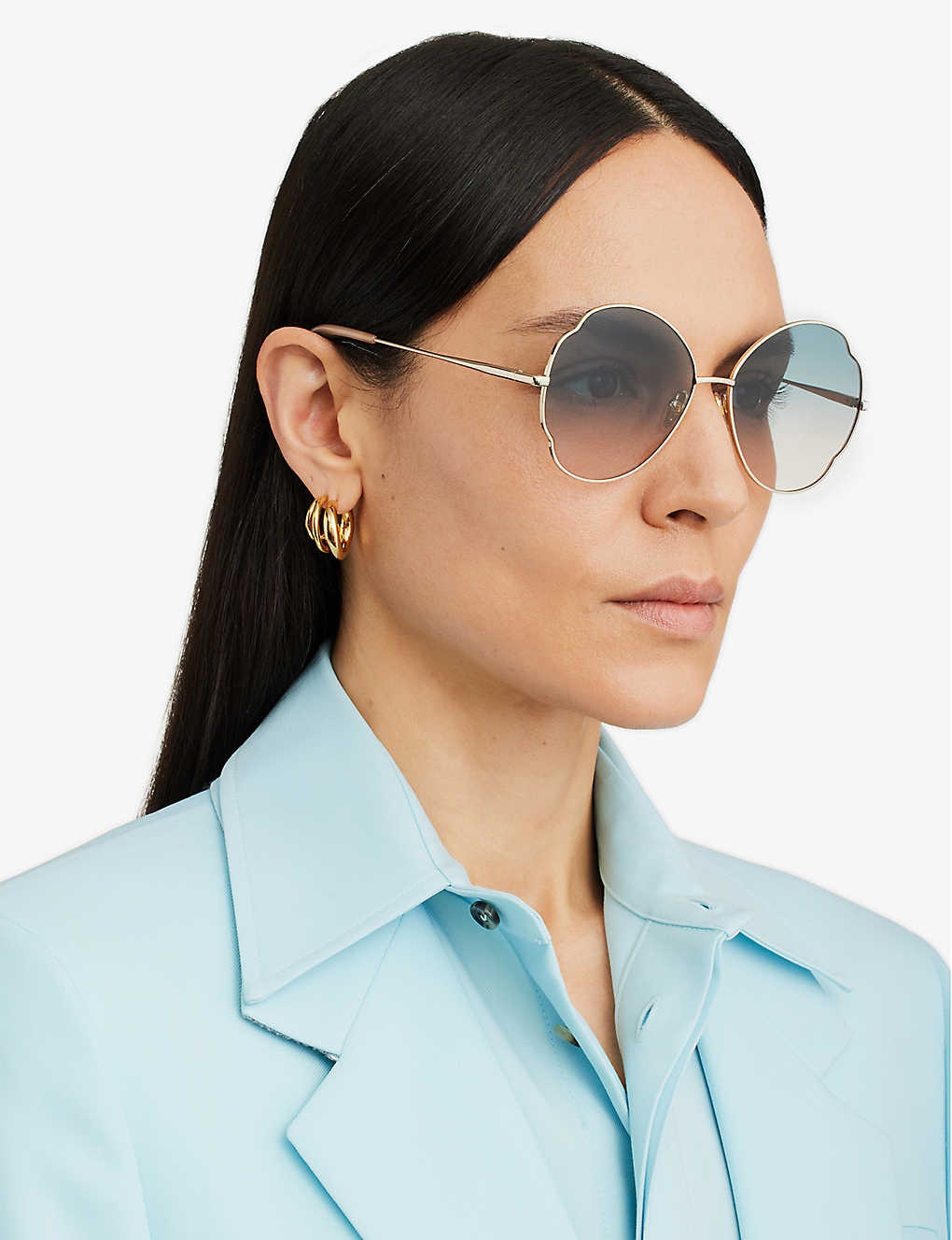 Chloé CH0093S oval-frame metal sunglasses | REVERSIBLE