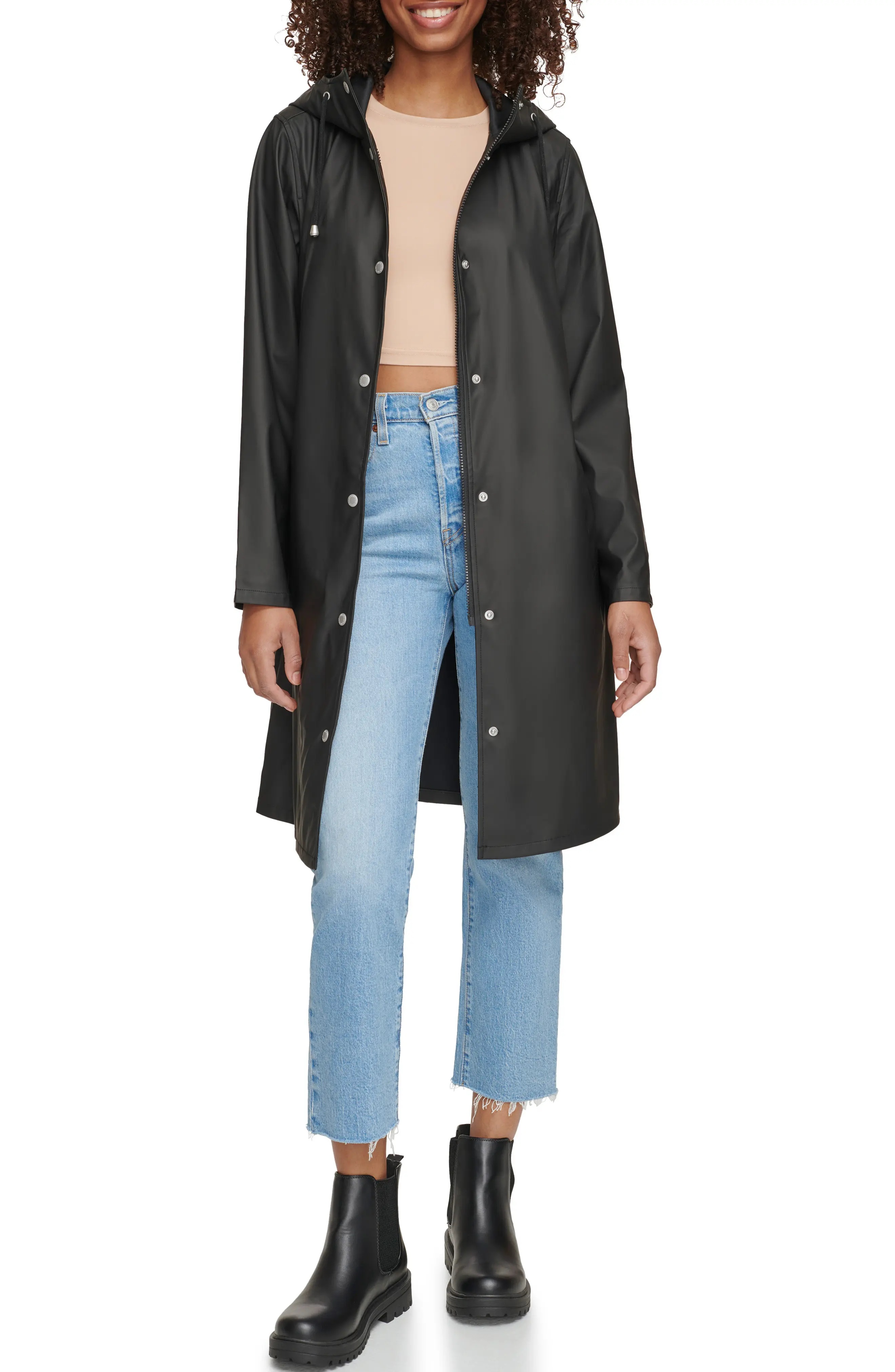 Levi's Water Resistant Hooded Long Rain Jacket | REVERSIBLE