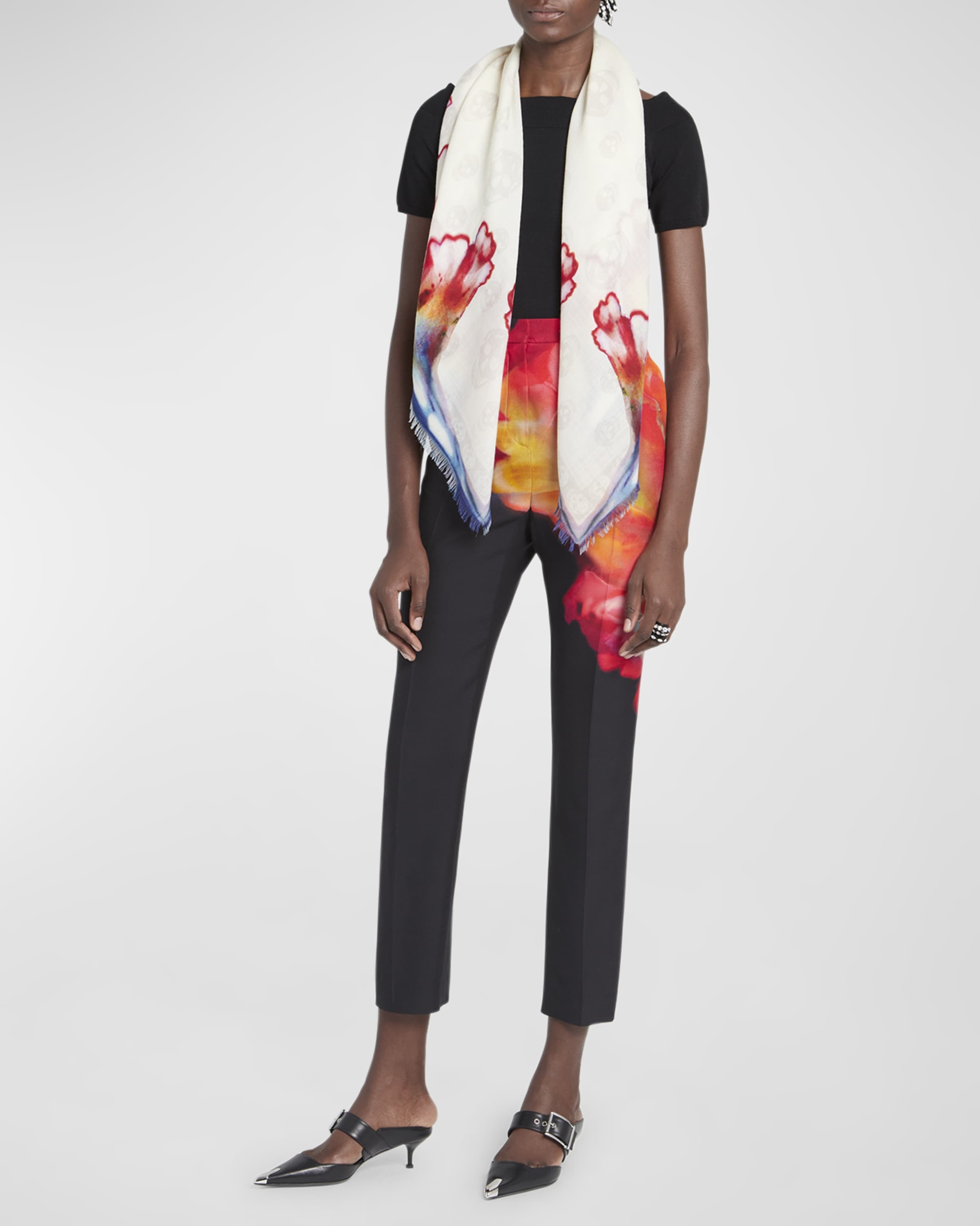 Alexander McQueen Solarized Garnet Skull Wool Scarf | REVERSIBLE