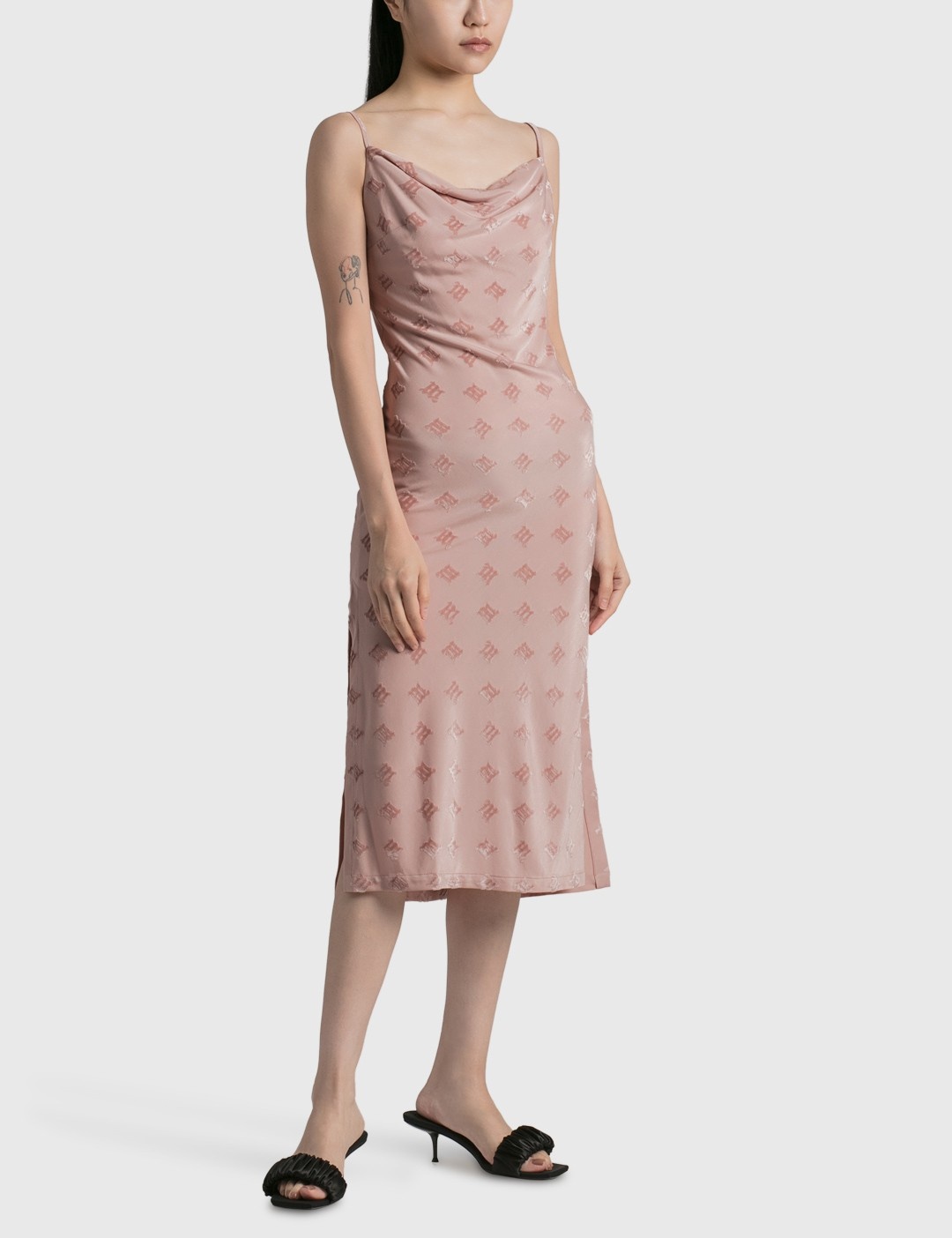 MISBHV VELOUR MONOGRAM SLIP DRESS ROSE | REVERSIBLE