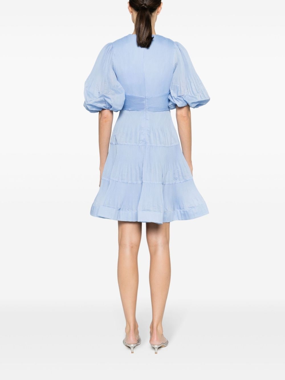 Zimmermann puff-sleeve pleated minidress | REVERSIBLE
