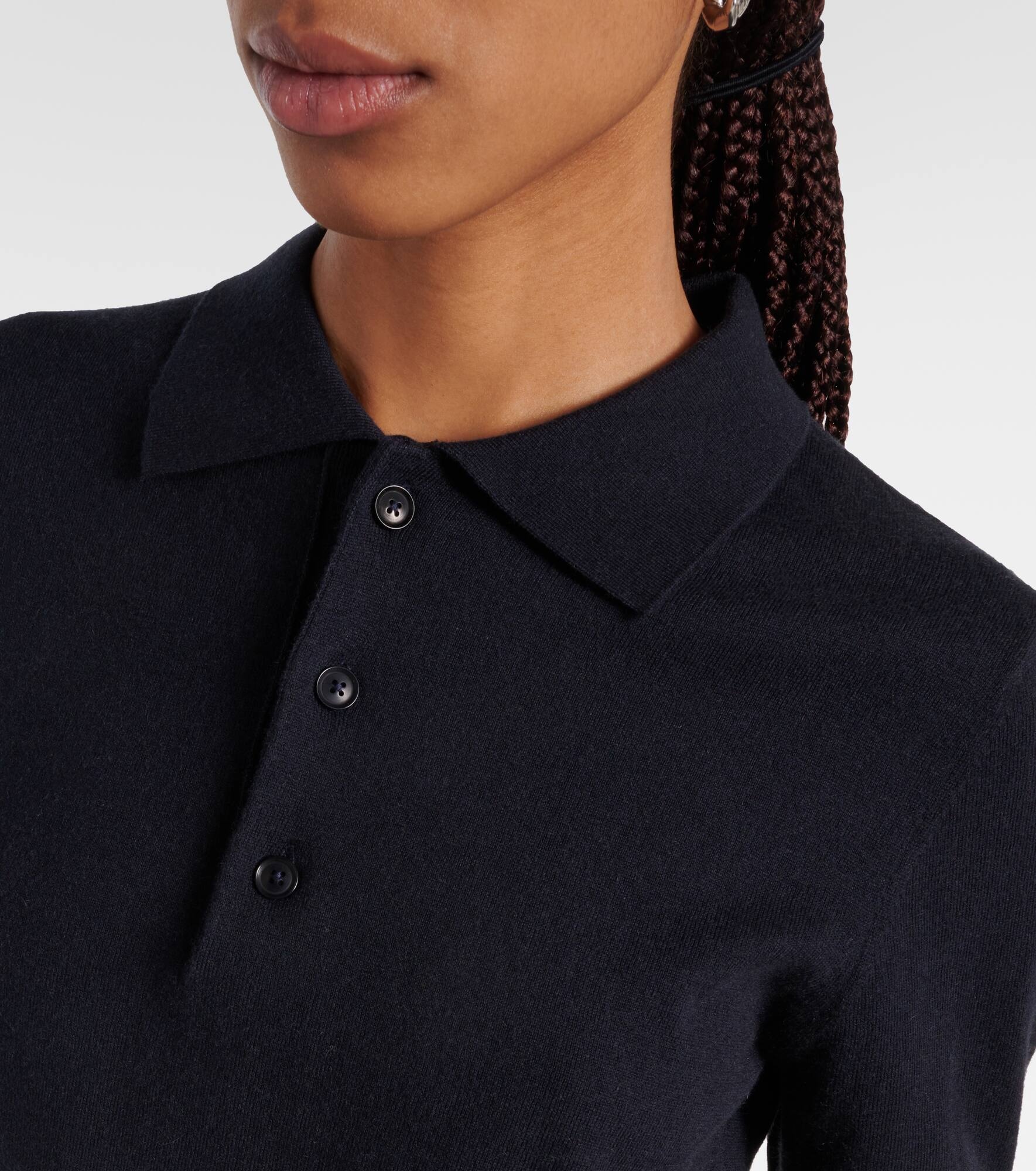 extreme cashmere N°351 Park cotton and cashmere polo shirt | REVERSIBLE