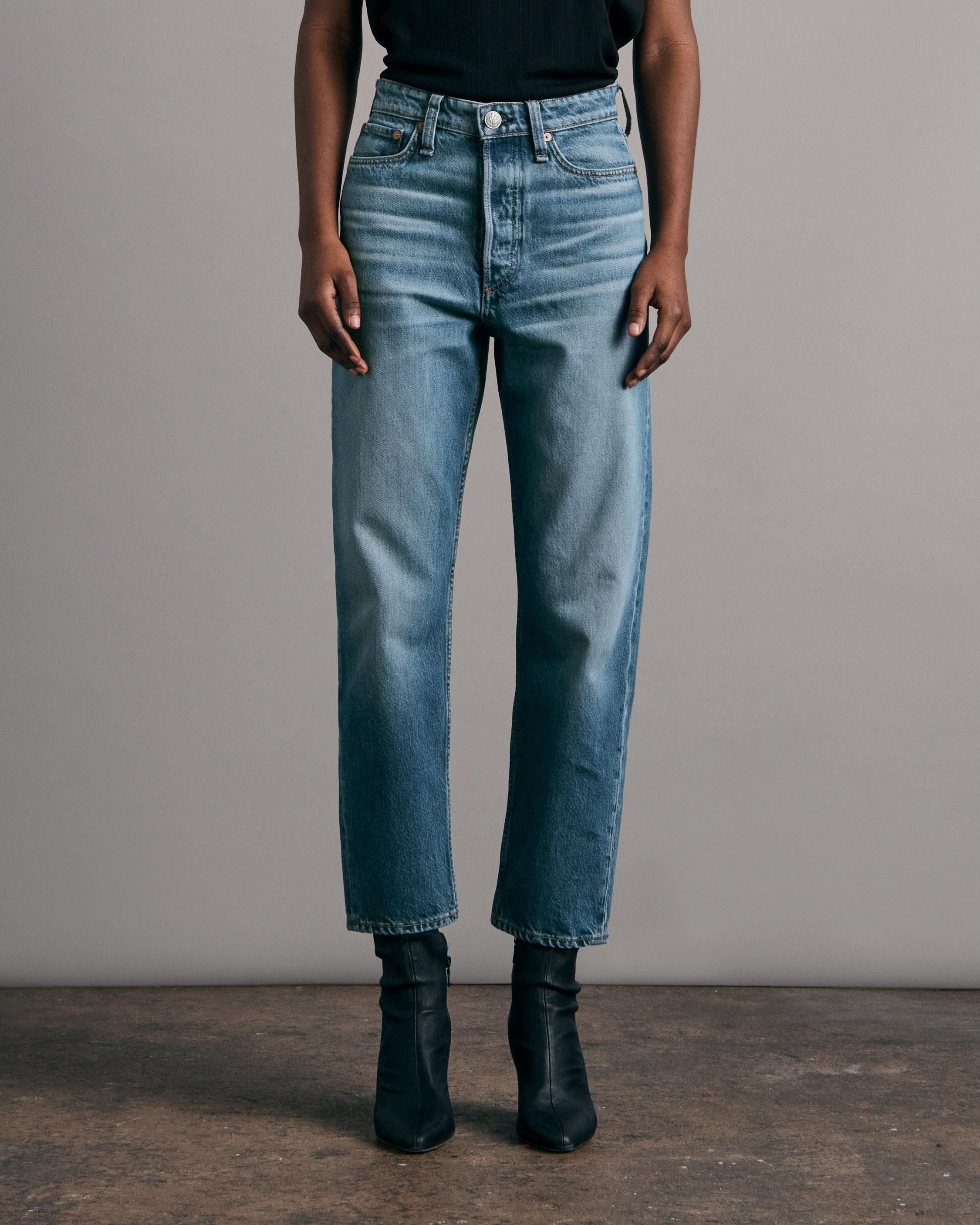 rag & bone Alissa Straight - Gypsum High-Rise Rigid Jean | REVERSIBLE