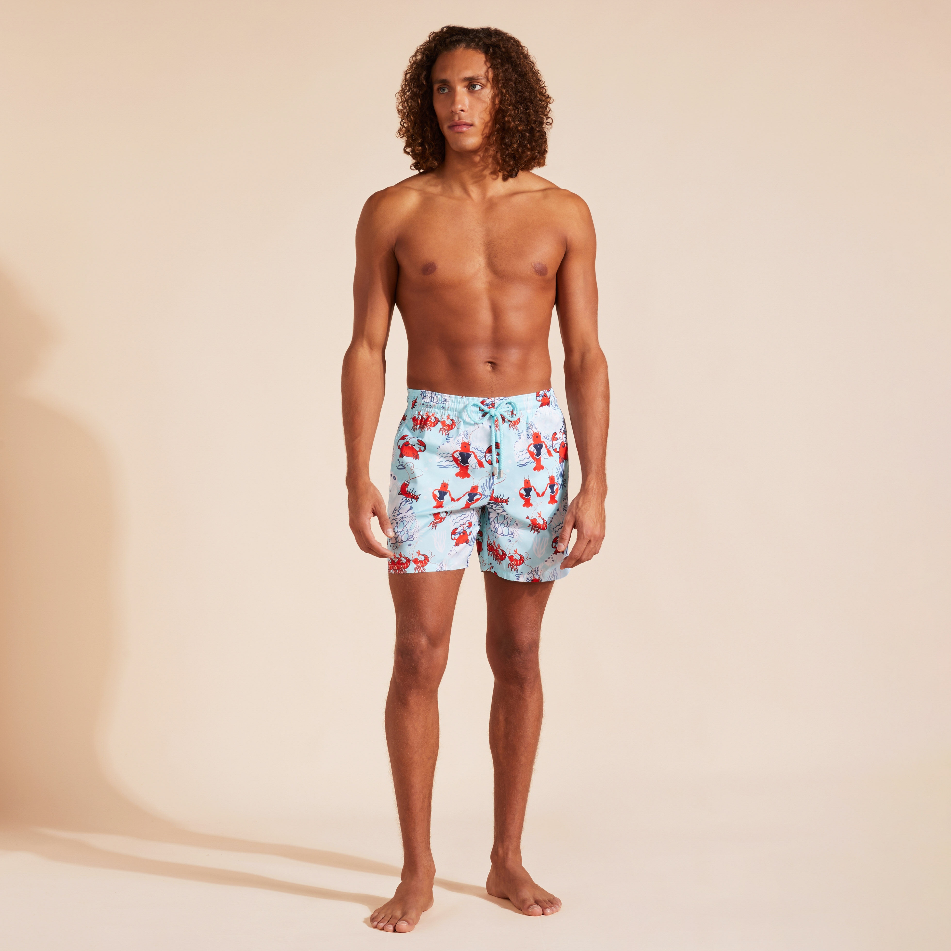 Vilebrequin Men Ultra-Light and Packable Swim Trunks Crevettes en fête ...