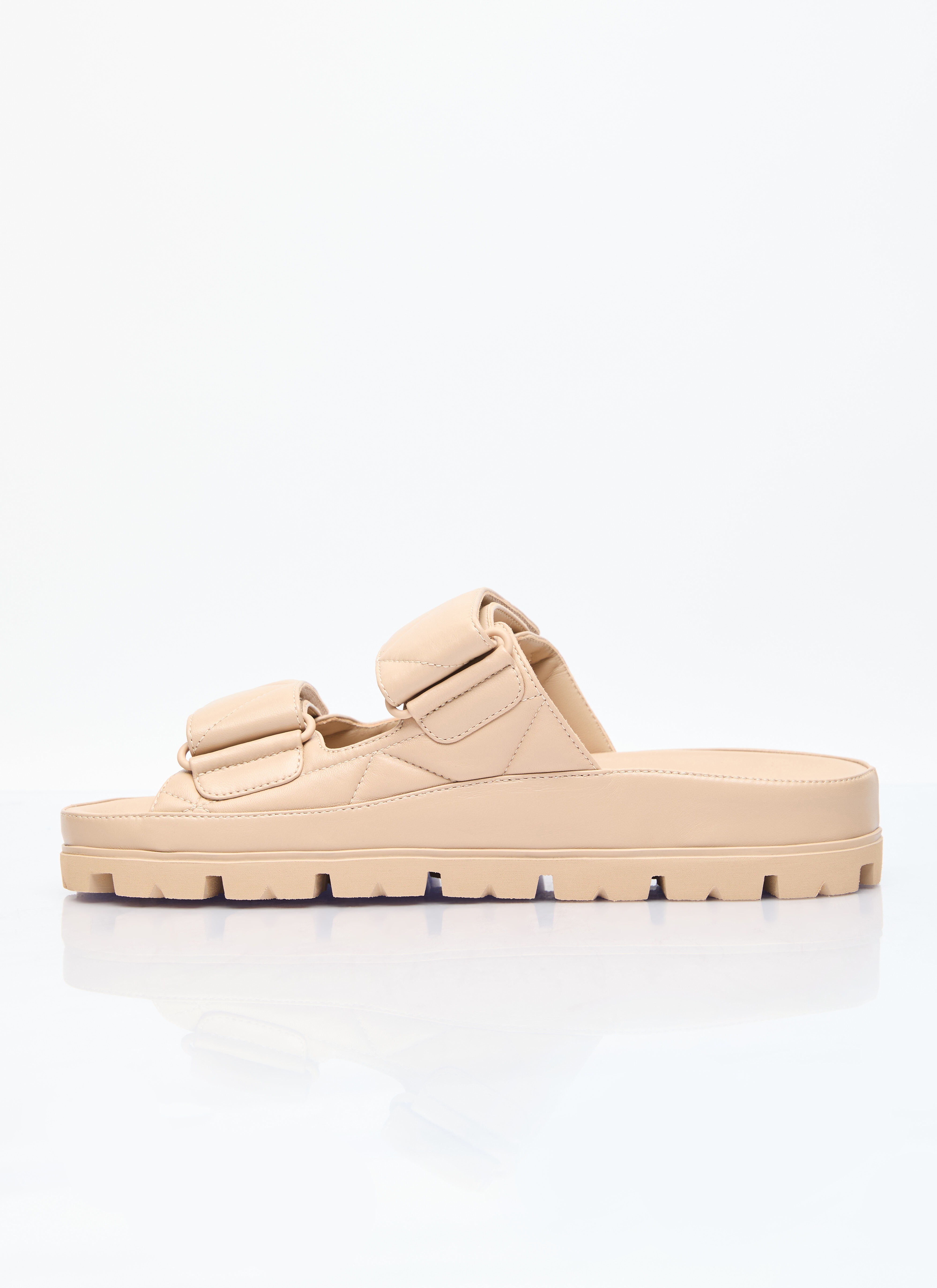 Prada Logo Plaque Quilted Slides | REVERSIBLE