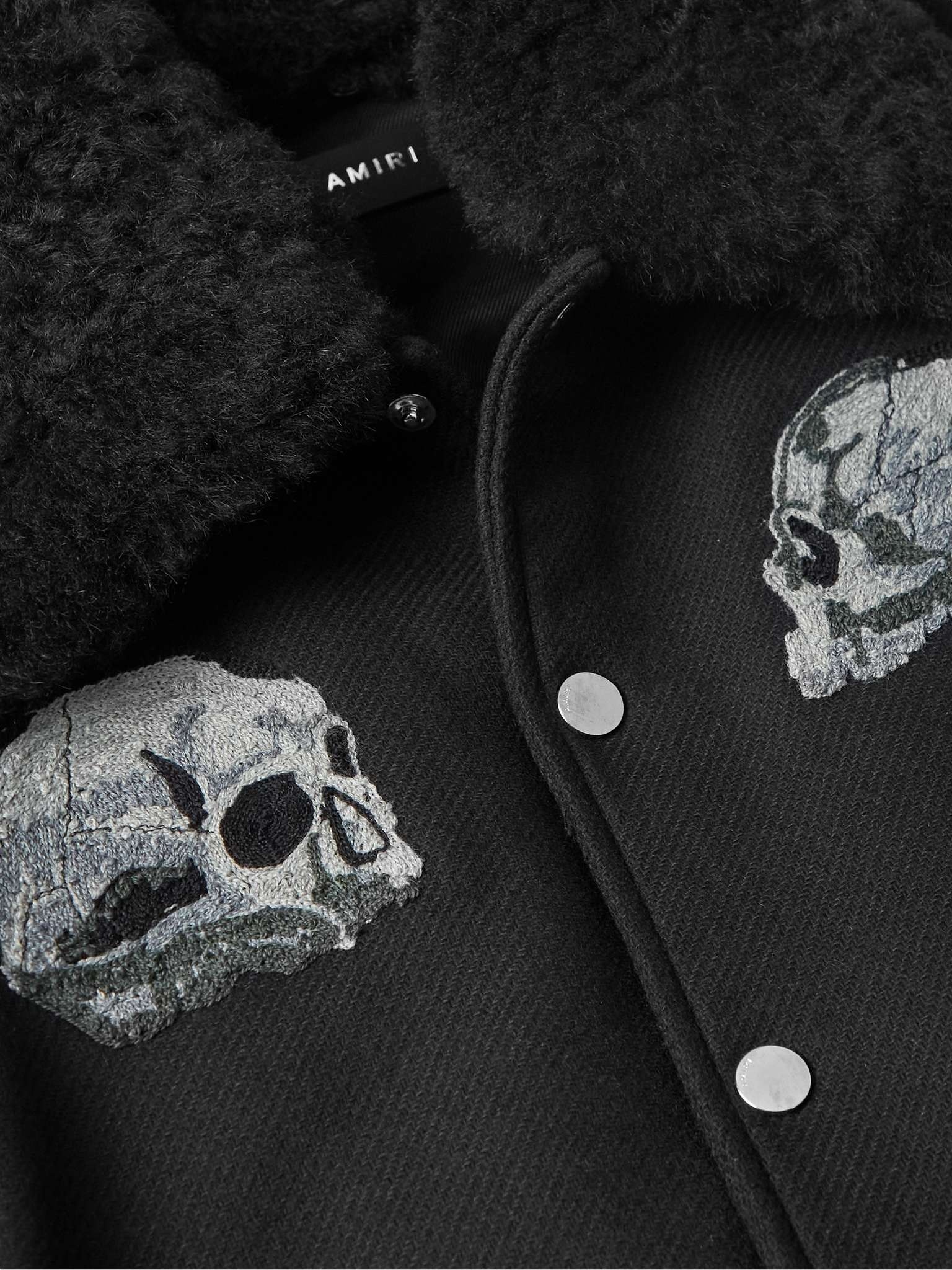 AMIRI + Wes Lang Leather-Trimmed Wool-Blend Twill Varsity Jacket ...