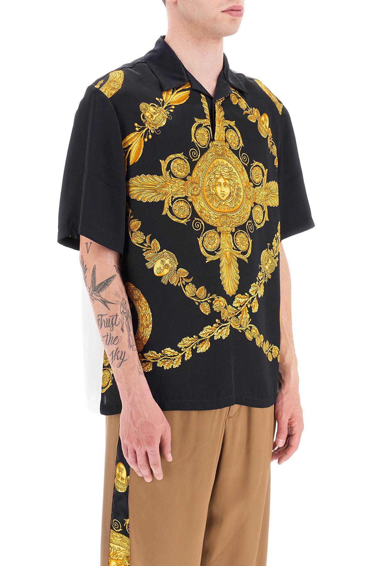 VERSACE Versace Mascher Baroque Satin Polo Shirt | luosophy | REVERSIBLE